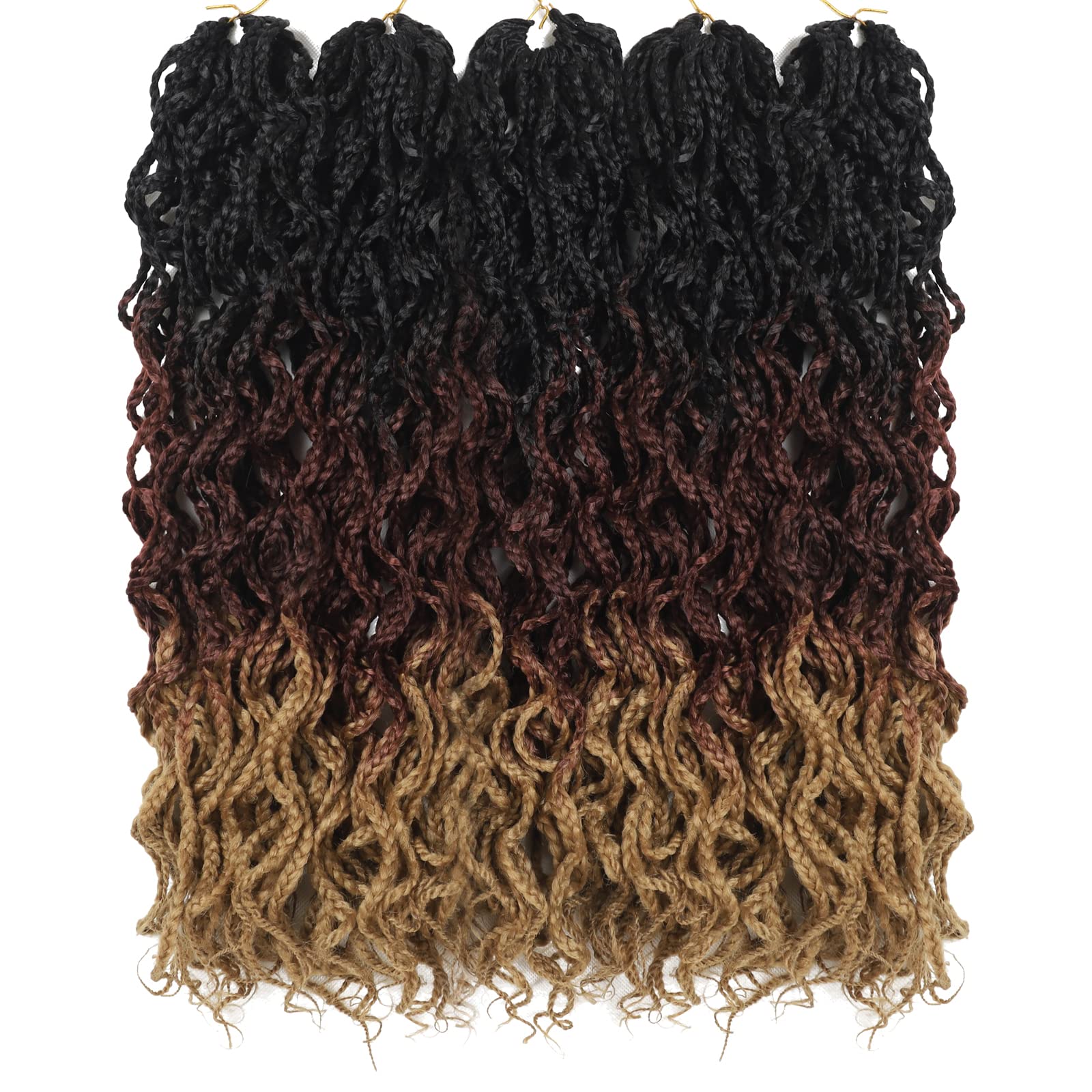 Snapklik.com : Brown Blonde Ombre Goddess Box Braids Crochet Braids Hair
