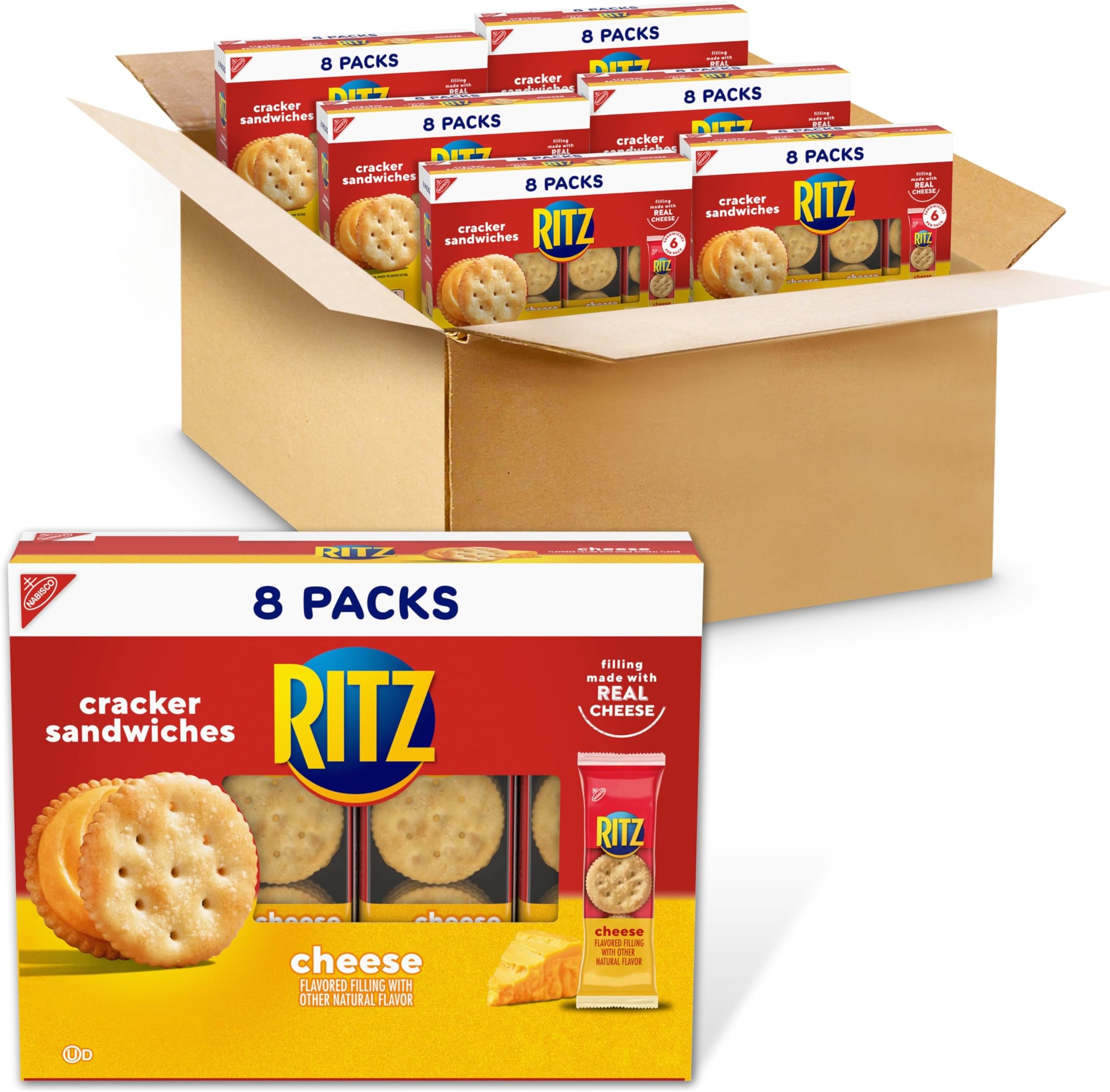 Amazon.com: RITZ Cheese Sandwich Crackers, Lunch Snacks, 48 Snack Packs ...