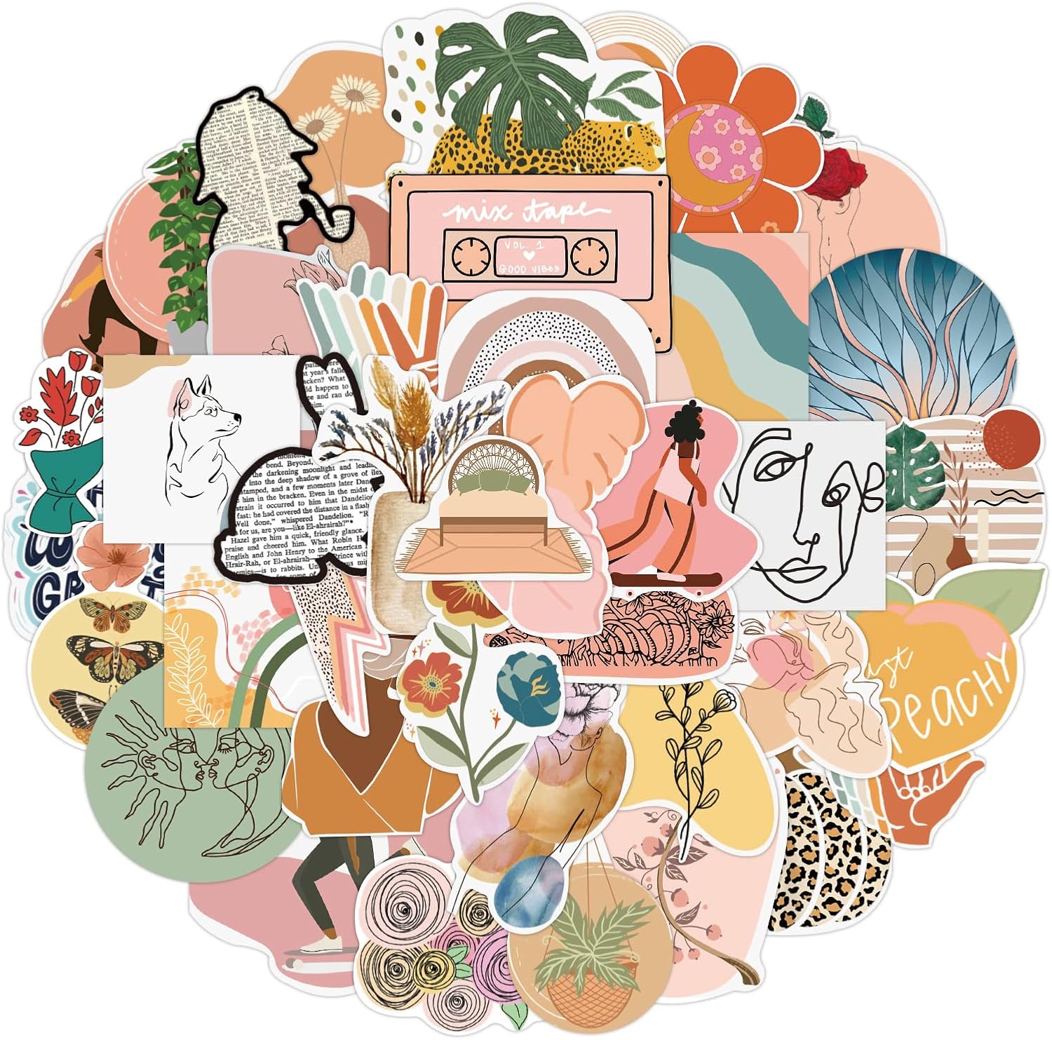 Amazon.com: cobee Boho Stickers, 50 Pcs Boho Aesthetic Decals Vinyl ...