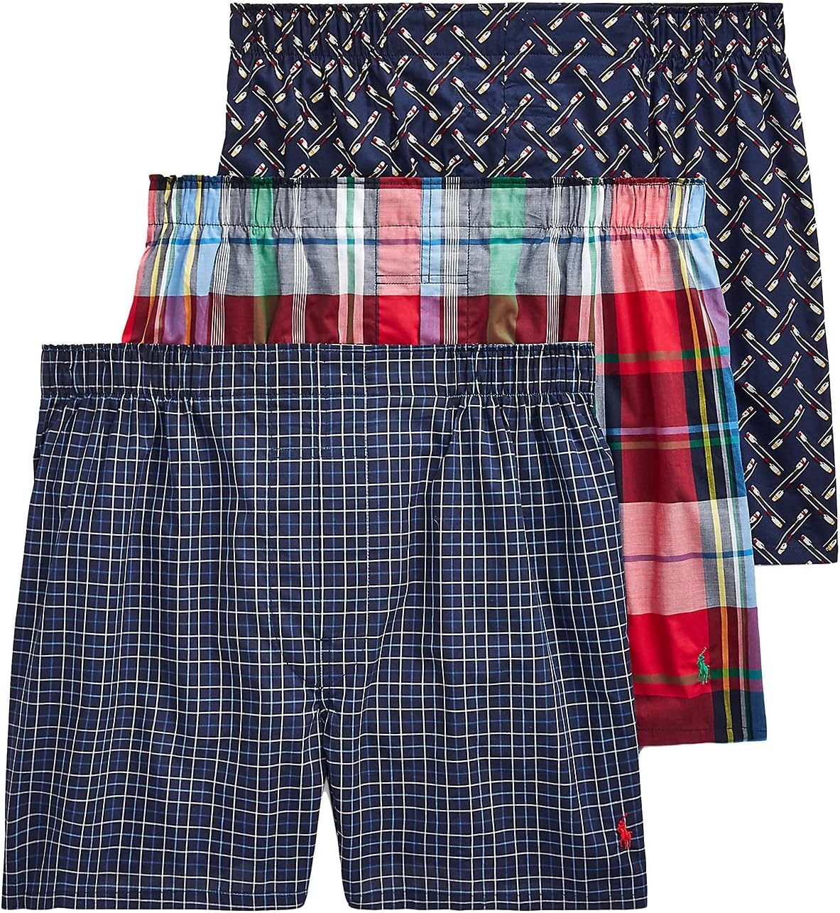 POLO RALPH LAUREN Classic Fit 3 Packaged Woven Boxers Cruise Navy ...