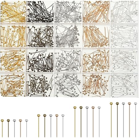 Amazon.com: 2000Pcs Assorted Head Pins Set for Jewelry Making,Jewelry ...
