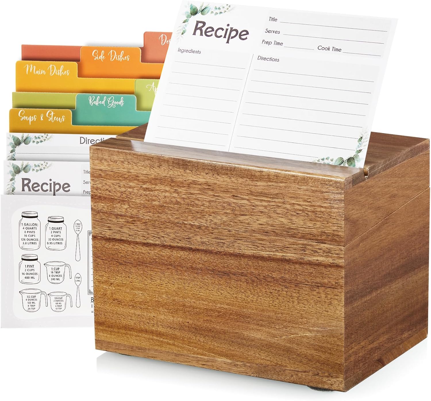 Amazon.com: DRASTAR Recipe Card Box, Acacia Recipe Holder 4x6, Recipe ...
