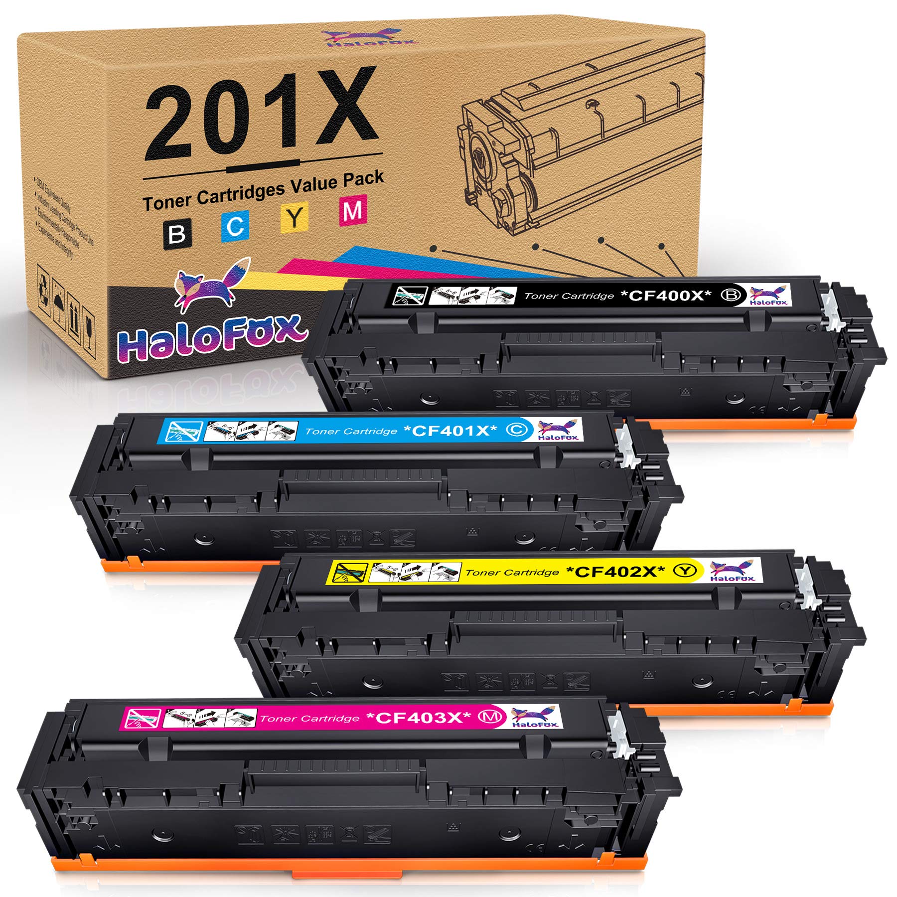 HaloFox Compatible Toner Cartridge Replacement for HP 201X 201A CF400A ...