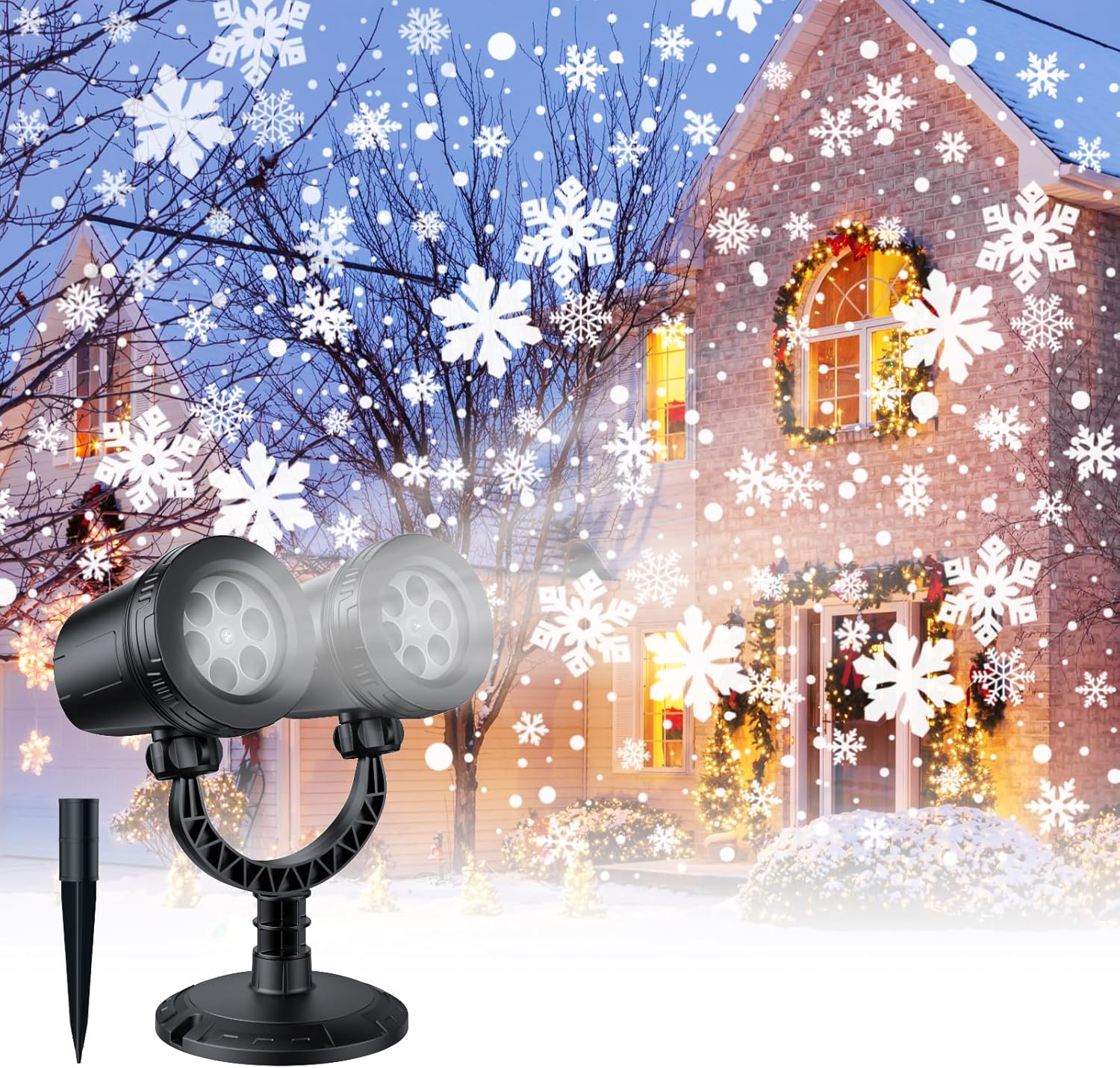 Amazon.com: Christmas Projector Light, Double Head Snowflake Projection ...