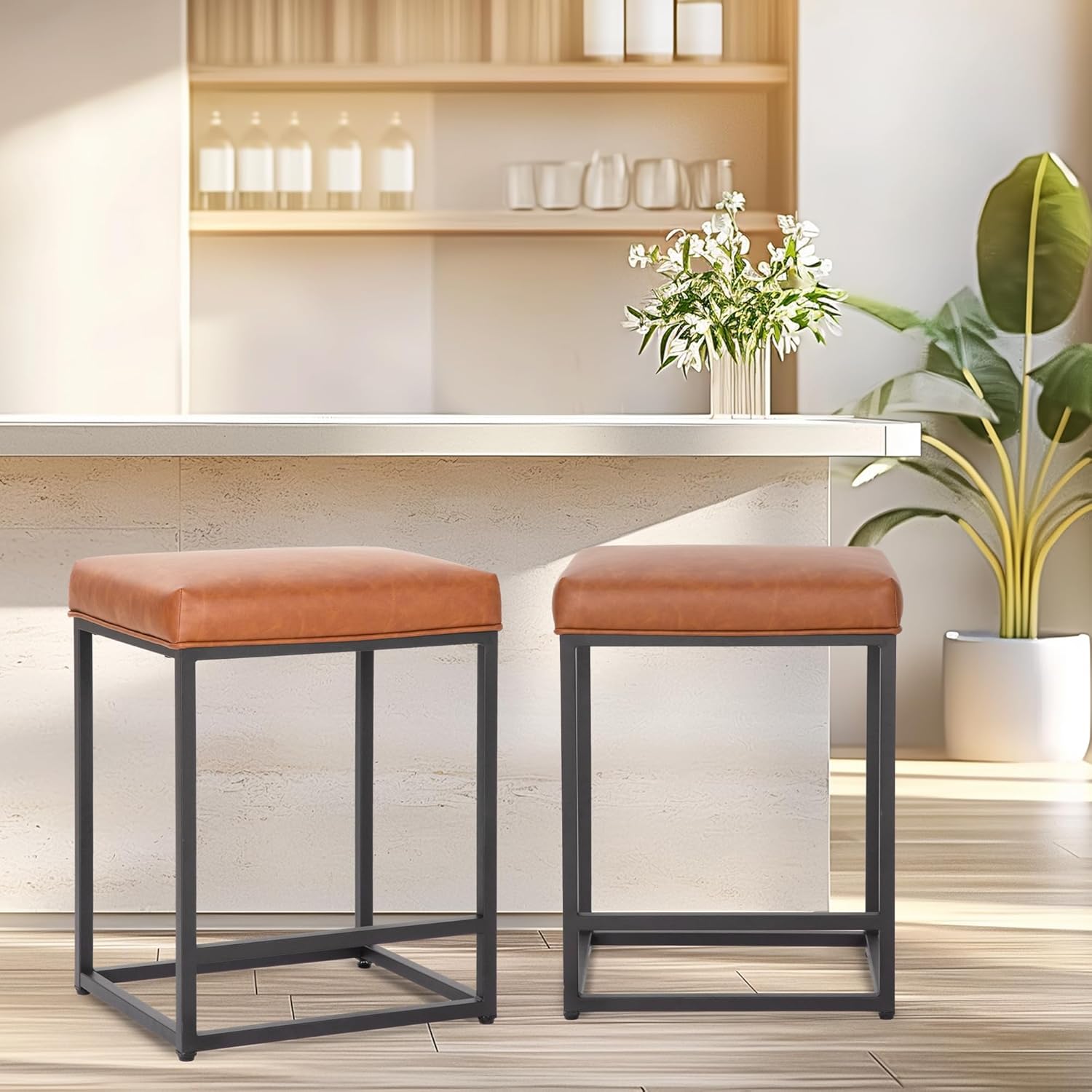 Amazon.com: ALPHA HOME 24 Inch Counter Height Bar Stools Set of 2 ...