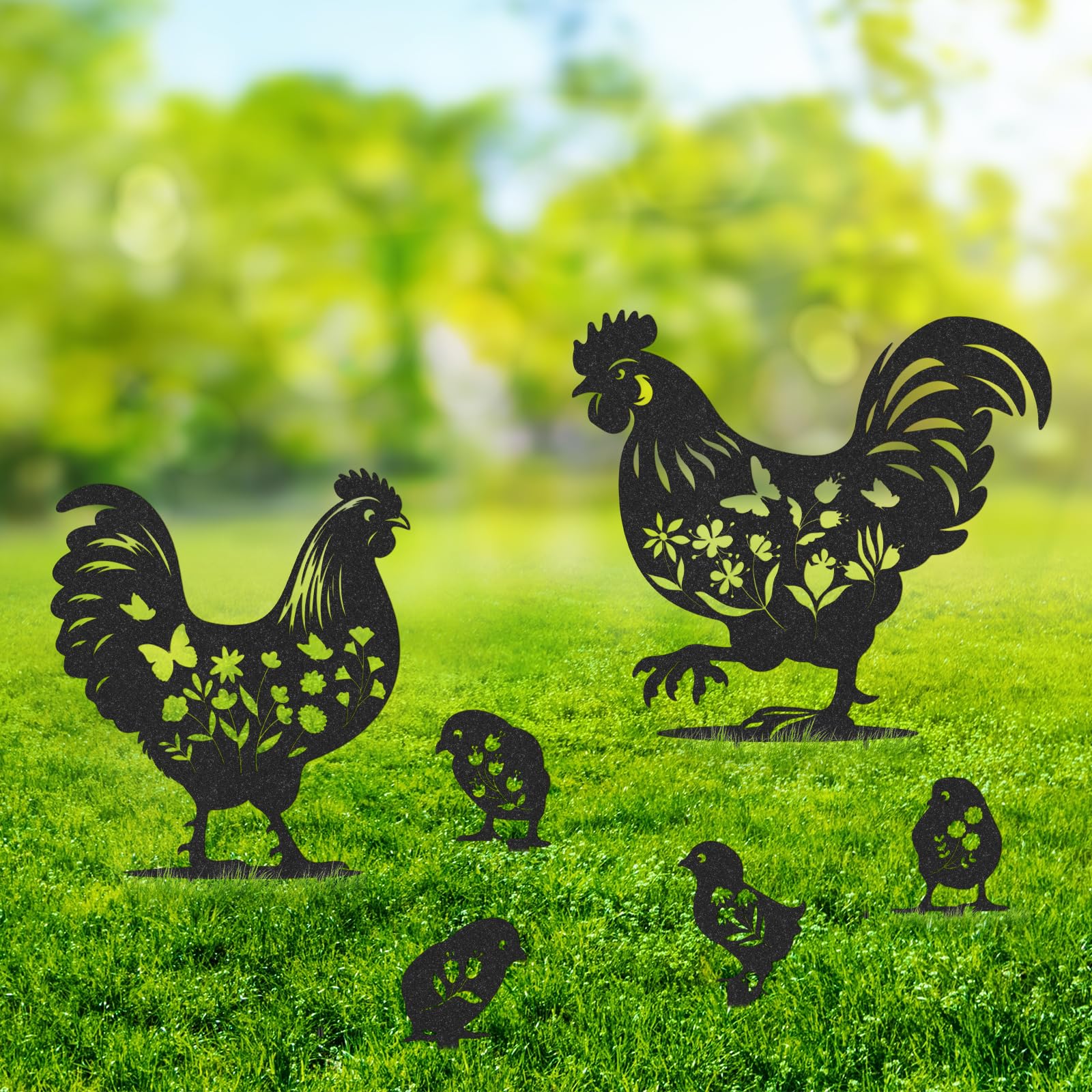 Amazon.com: Rngmsi Chicken Metal Garden Art - 6PCS Chicken Metal Yard ...