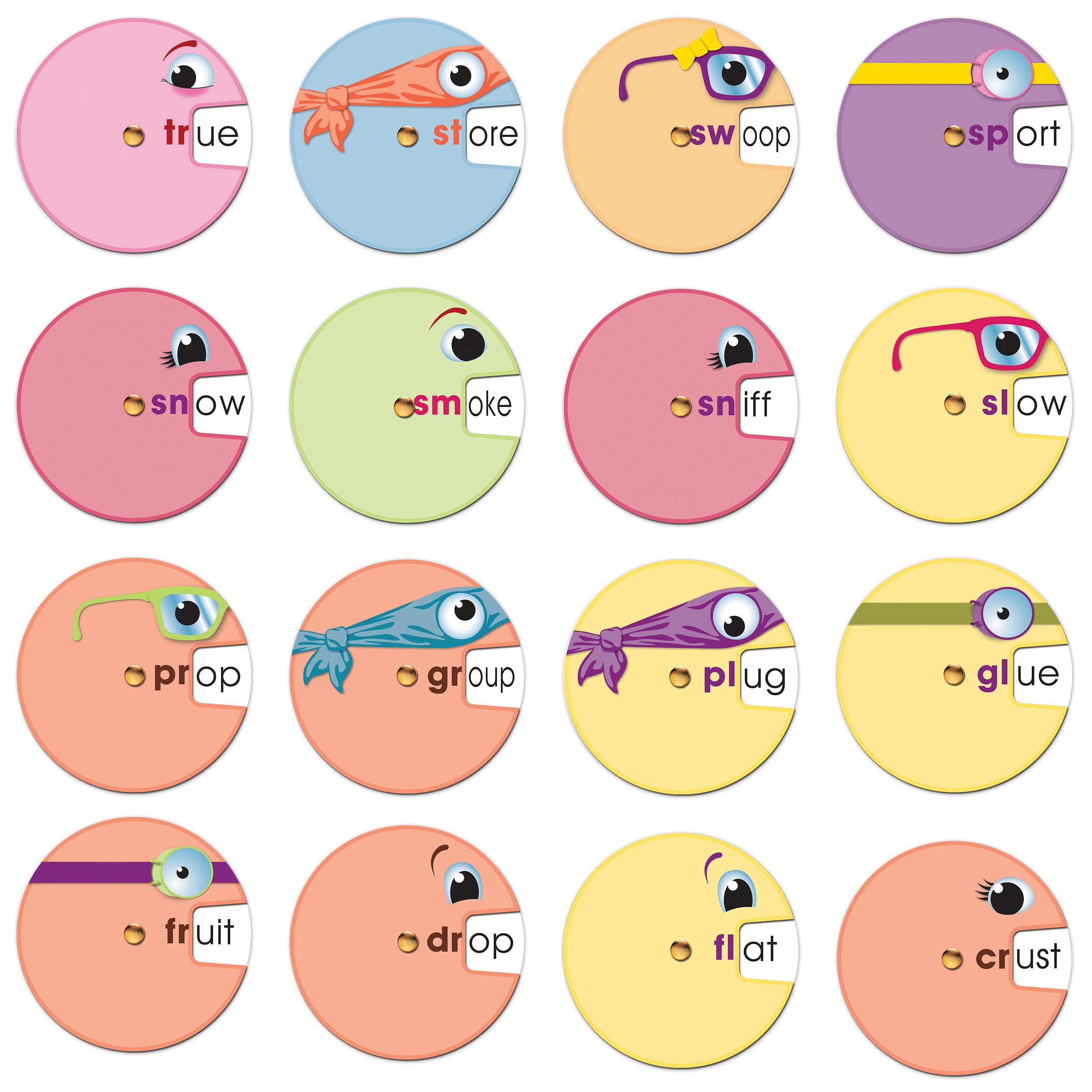 Snapklik.com : Carson Dellosa 36-Piece Word Wheel Beginning Blends Bulletin Board Cutouts