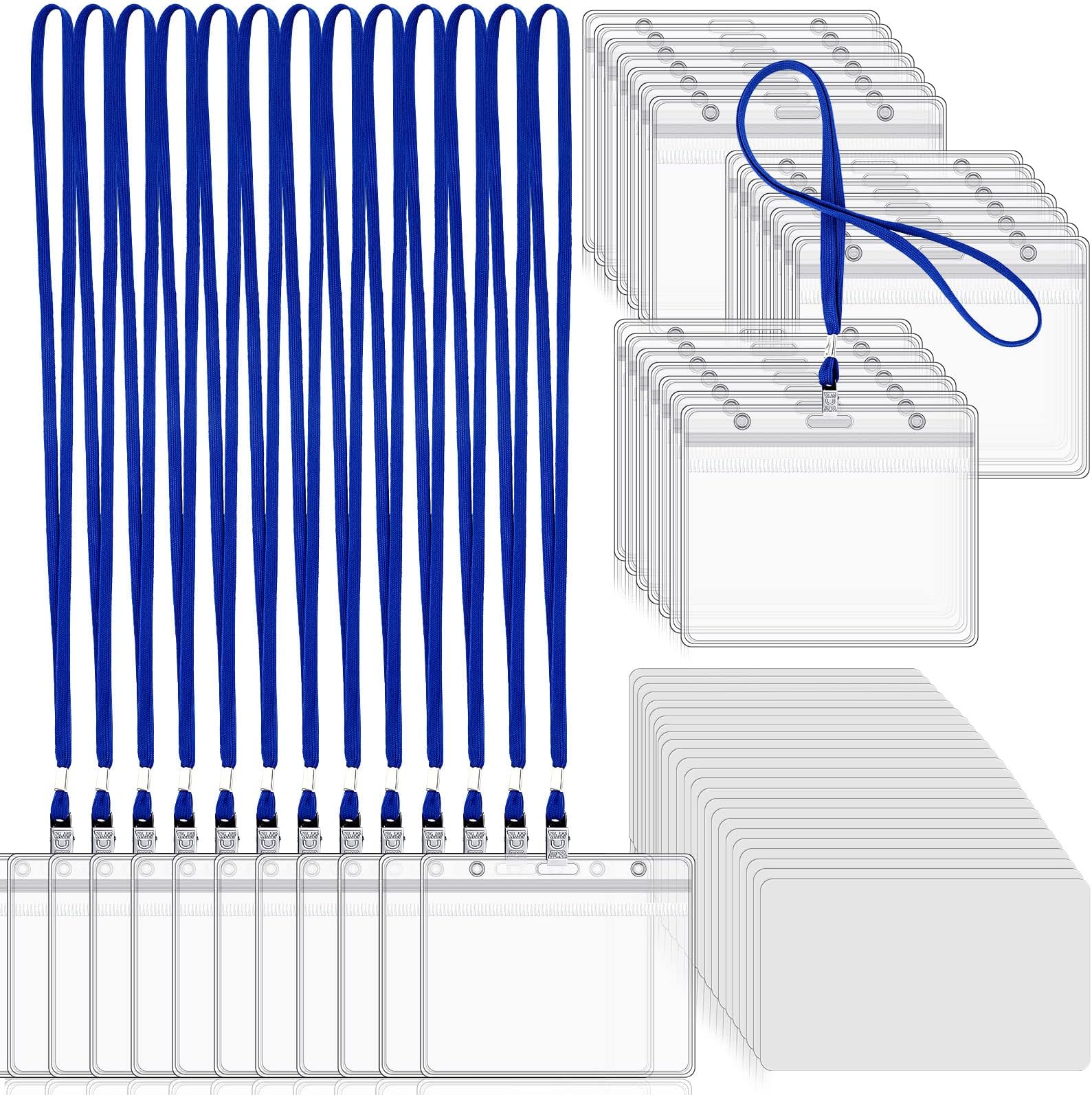 Amazon.com : 300 Pcs Plastic Name Badges with Lanyard Name Tag Reusable ...