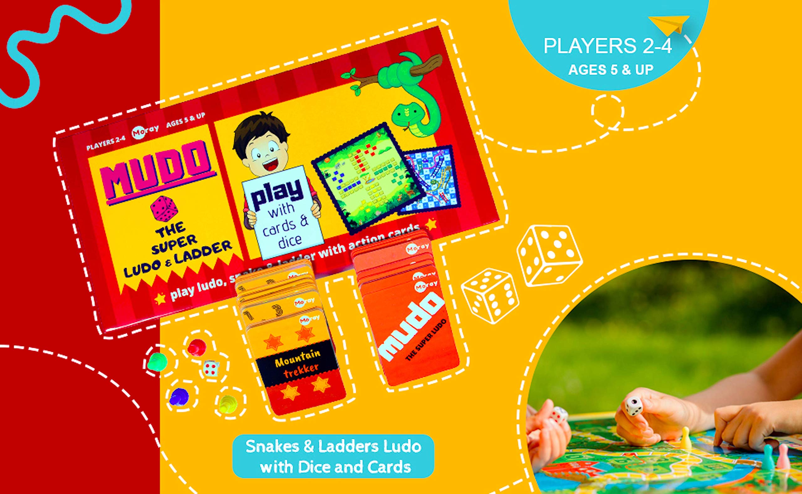 Buy Moray Mudo : The Super Ludo Snakes and ladders with dice and Cards ...
