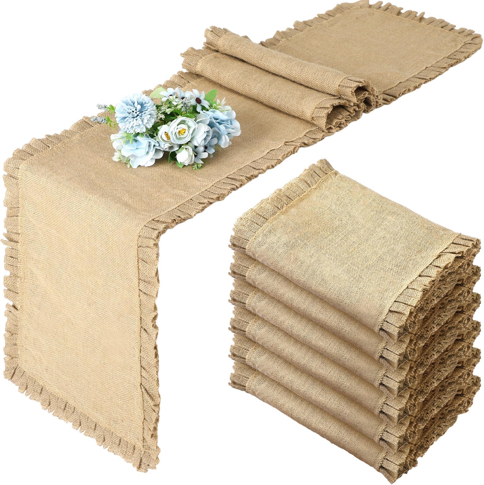 Amazon.com: Bencailor 6 Pcs Vintage Table Runners with Ruffle Trim, 72 ...
