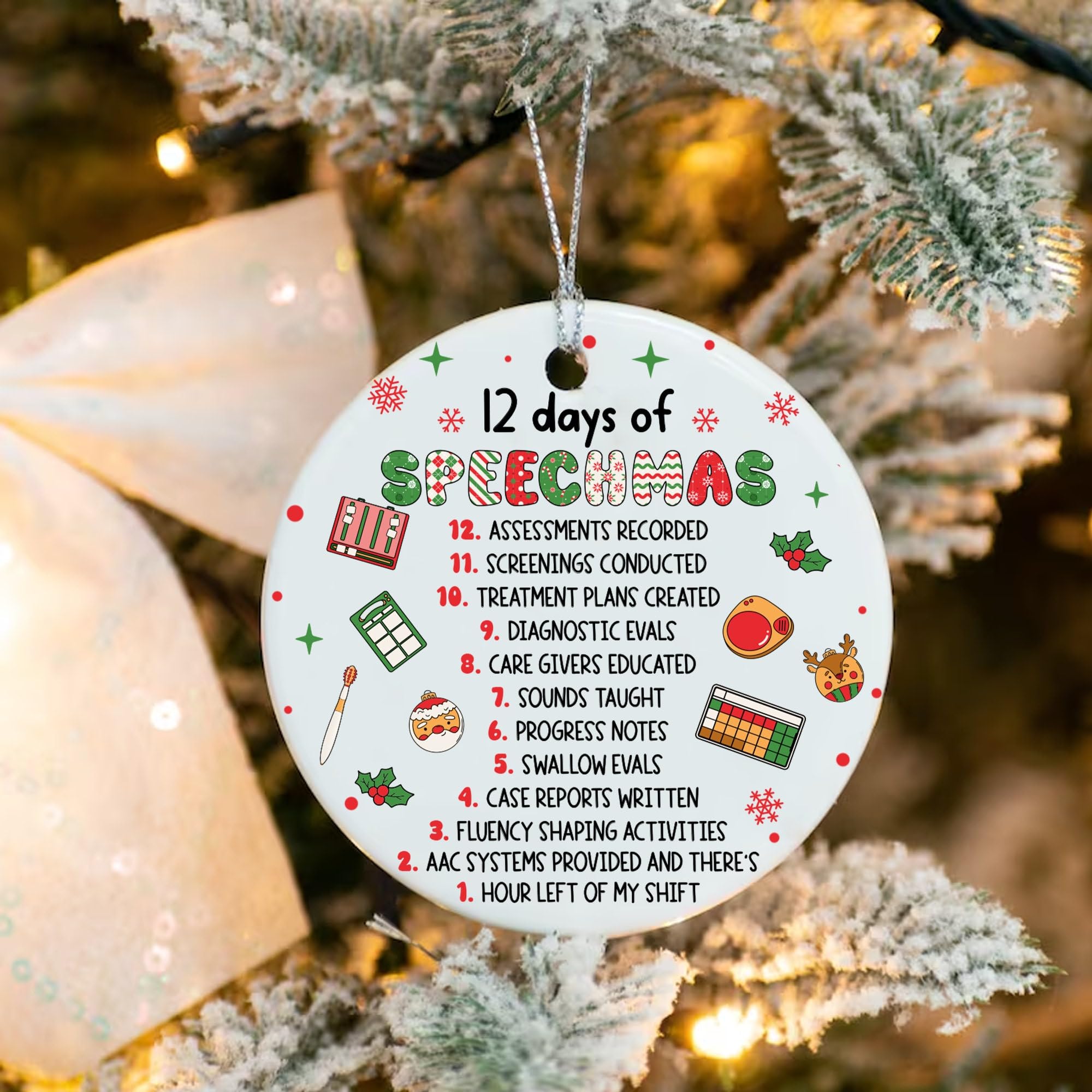 Amazon.com: Speech Language Pathologist Christmas Ornament, 12 Days of ...