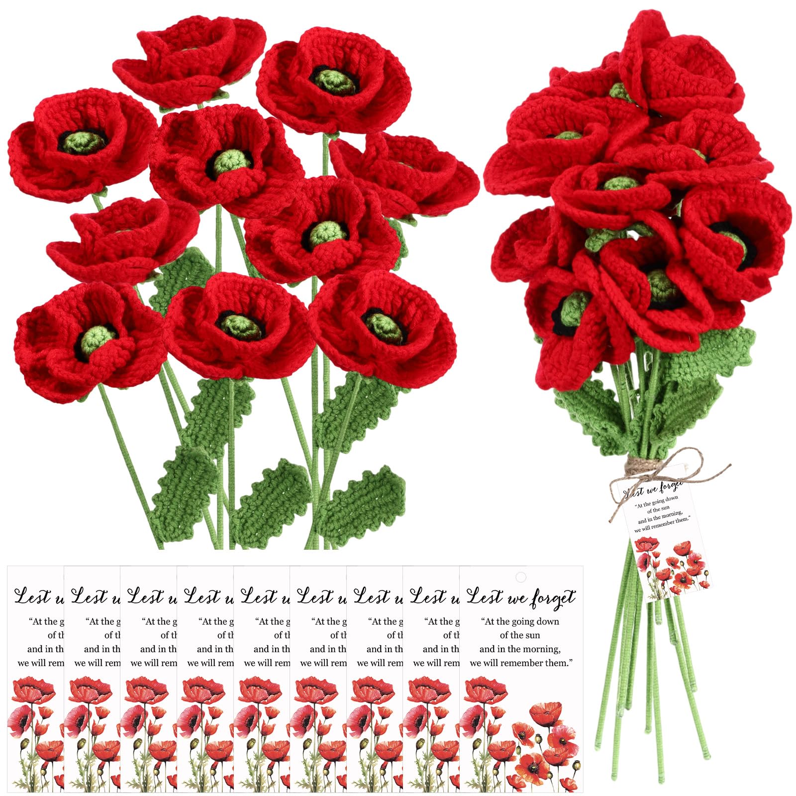 Amazon.com: Tatuo 12 Set Veterans Day Gifts Bulk Poppy Flower Memorial ...