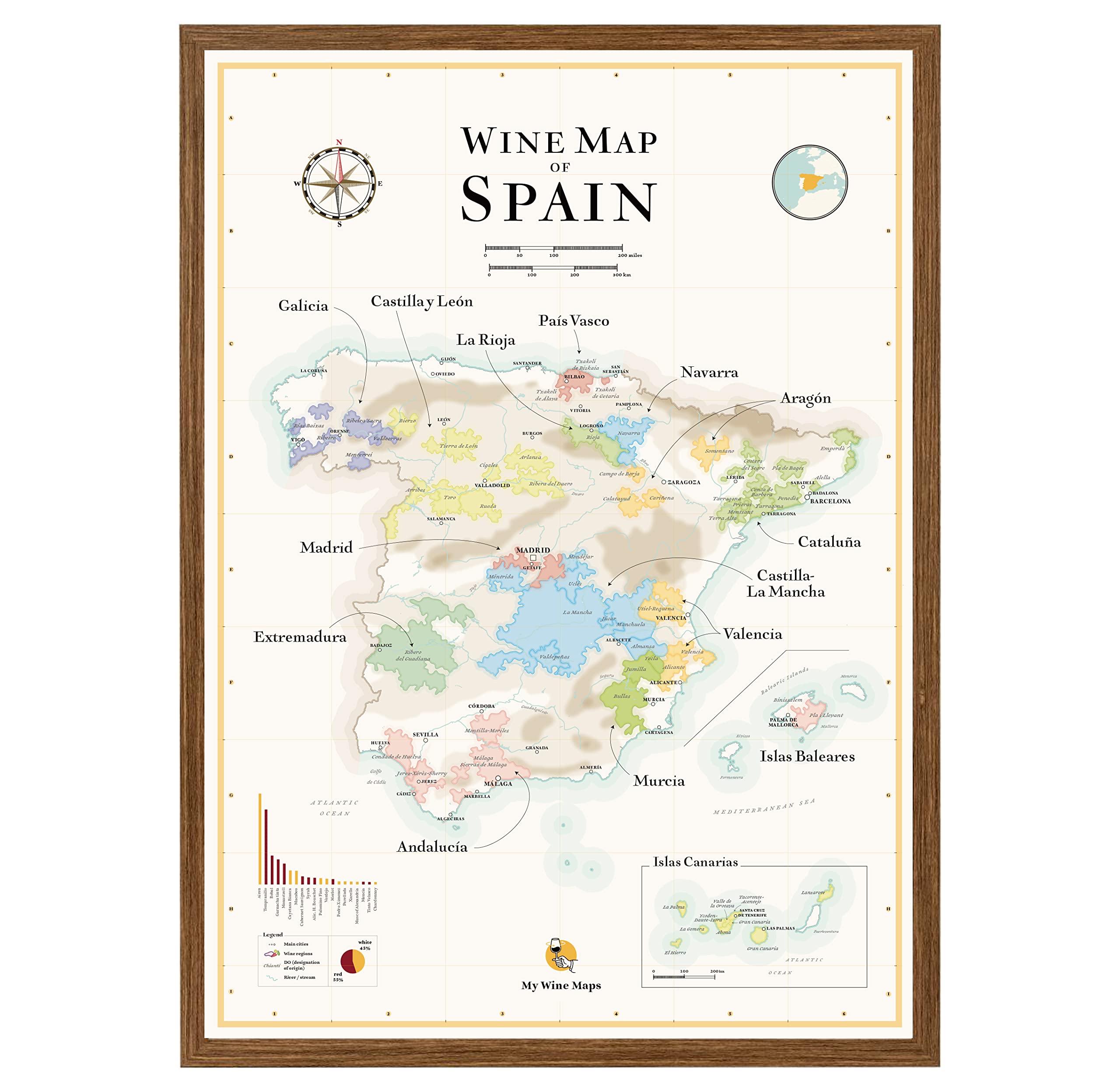 Printable Map Of Spain Wine