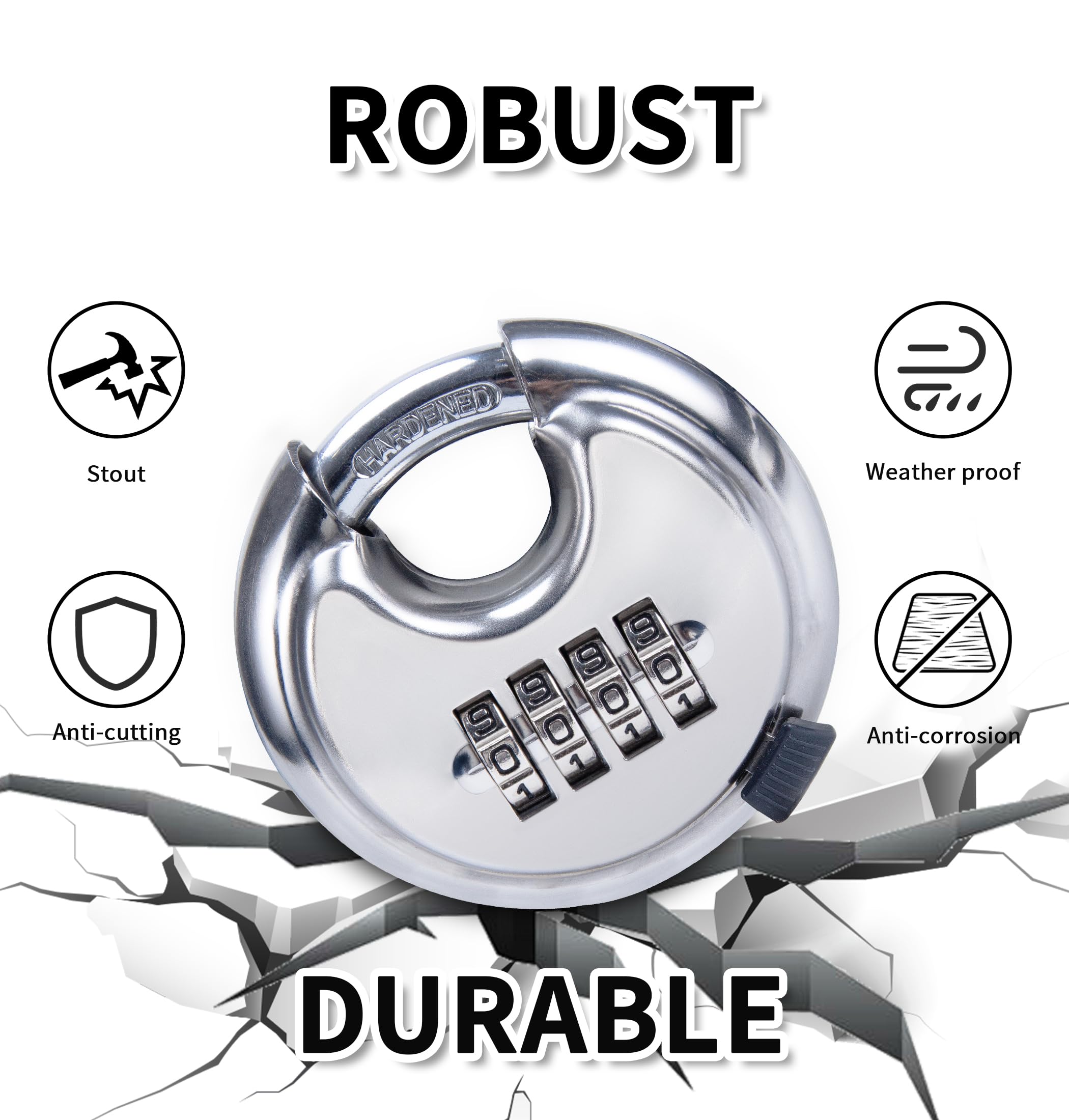 Snapklik.com : Combination Lock, 2 Pack 70mm Waterproof Steel 3/8 Inch ...