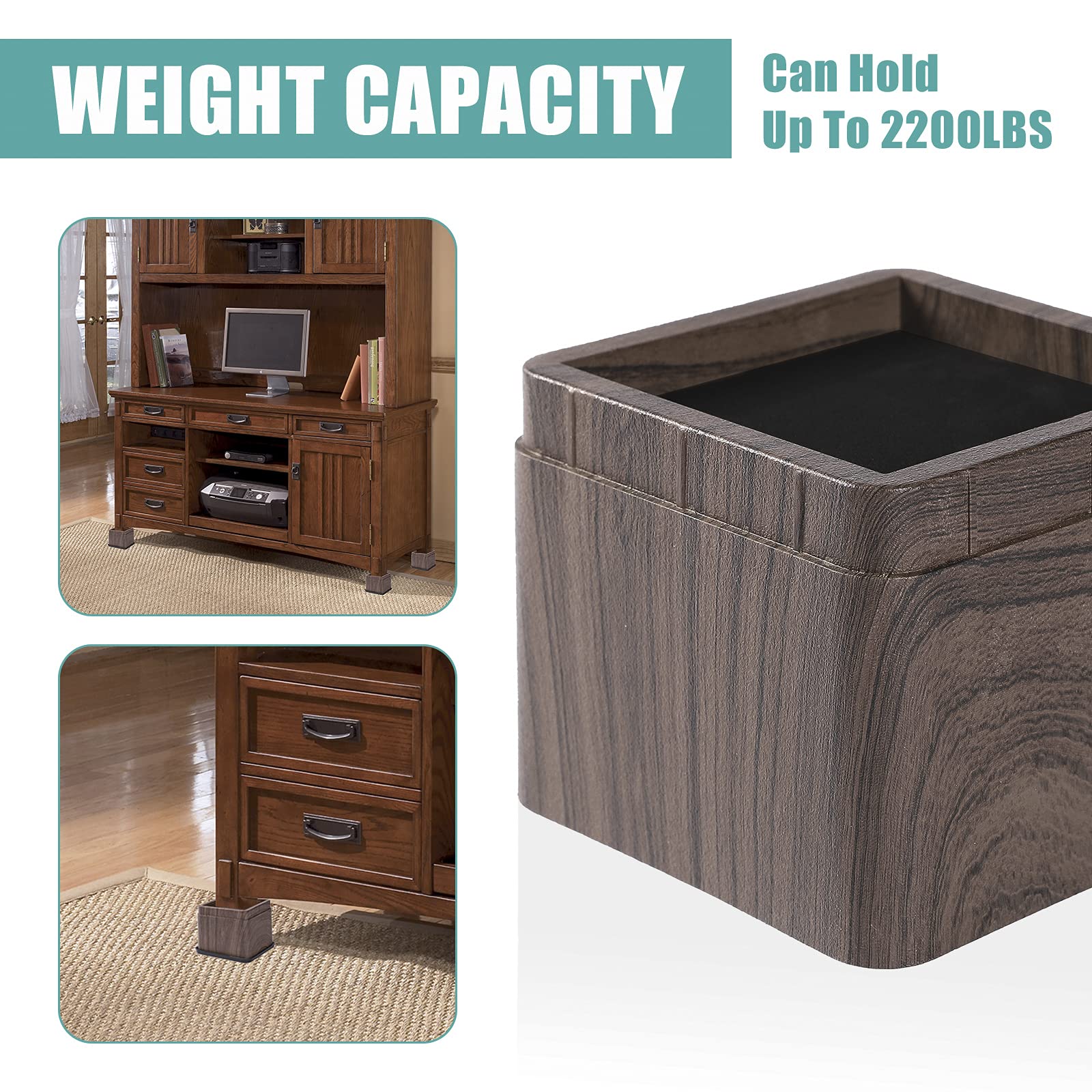 MEETWARM 3 inch Bed Risers Heavy Duty Stackable Furniture Risers for ...