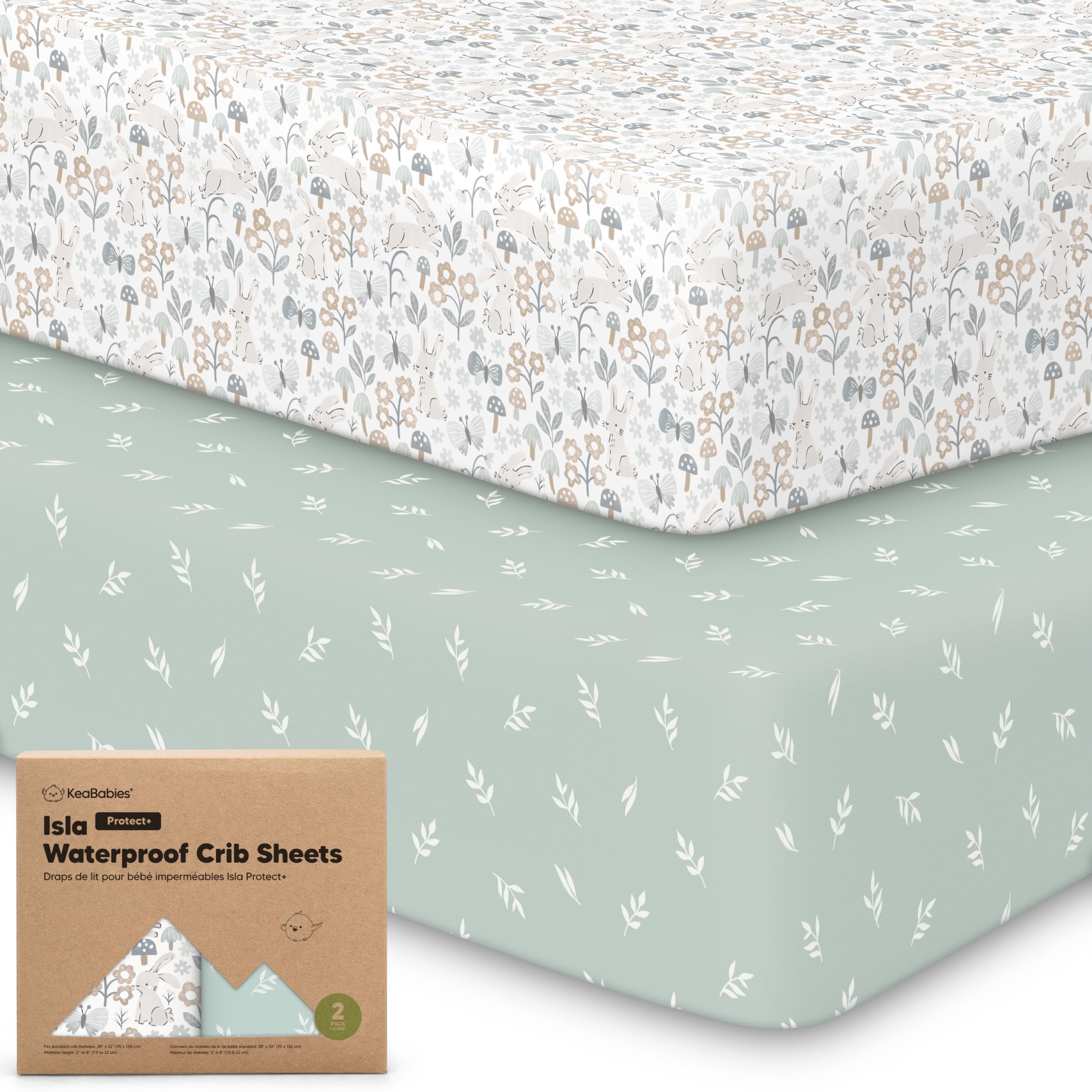 Amazon.com : 2-Pack Waterproof Crib Sheets for Boys, Girls - Viscose ...