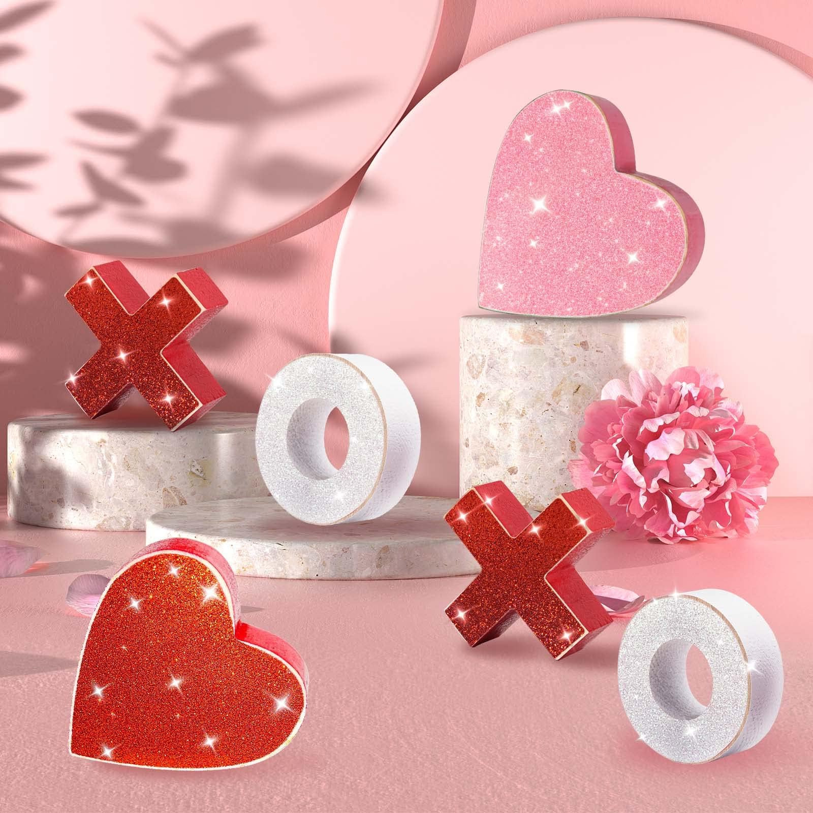 Amazon.com: Beeveer 6 Pcs Valentine's Day Wooden Heart Decor Love Signs ...