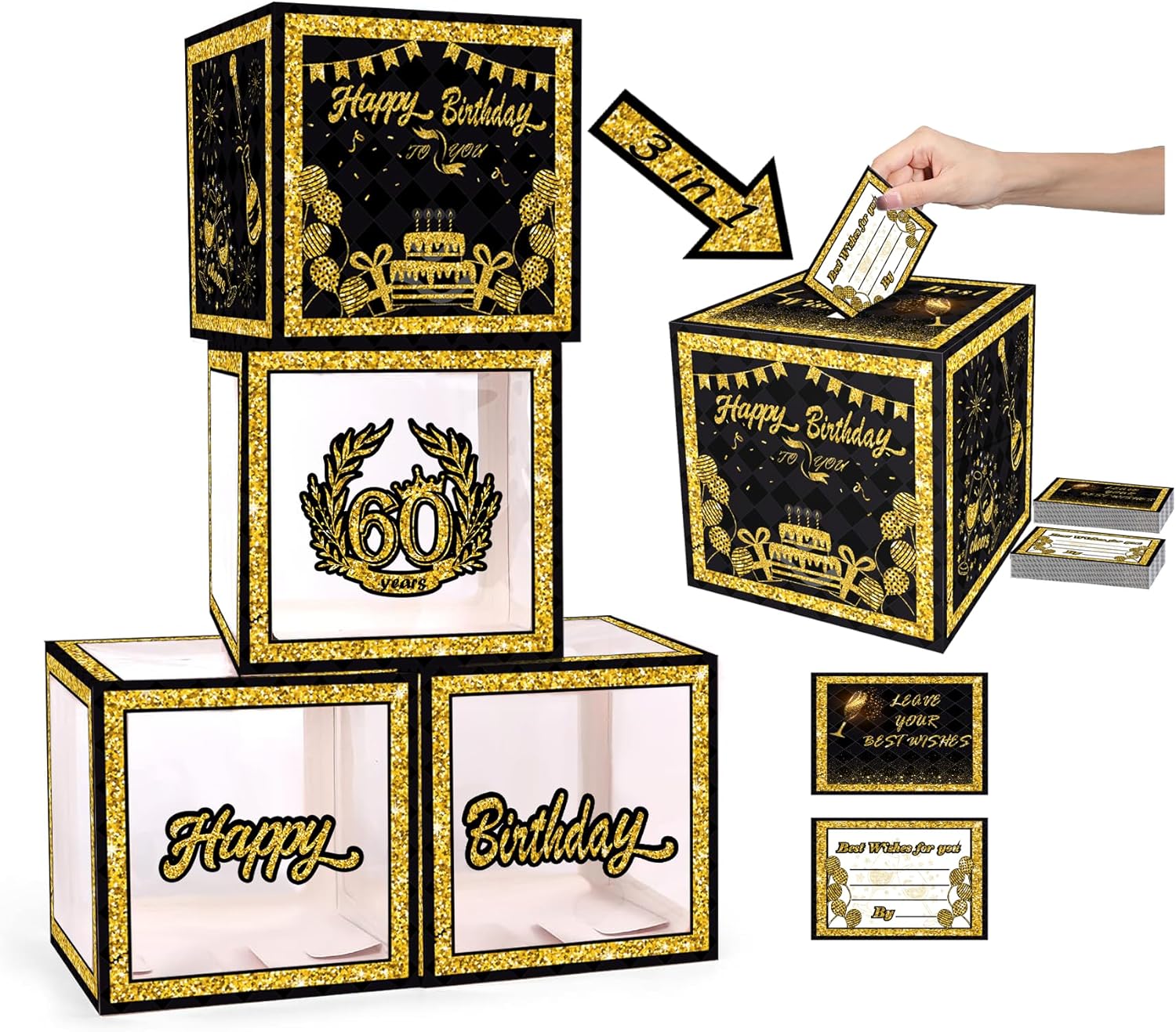 Amazon.com: 55pcs 60th birthday Party Decorations, 3-in-1 Multi ...