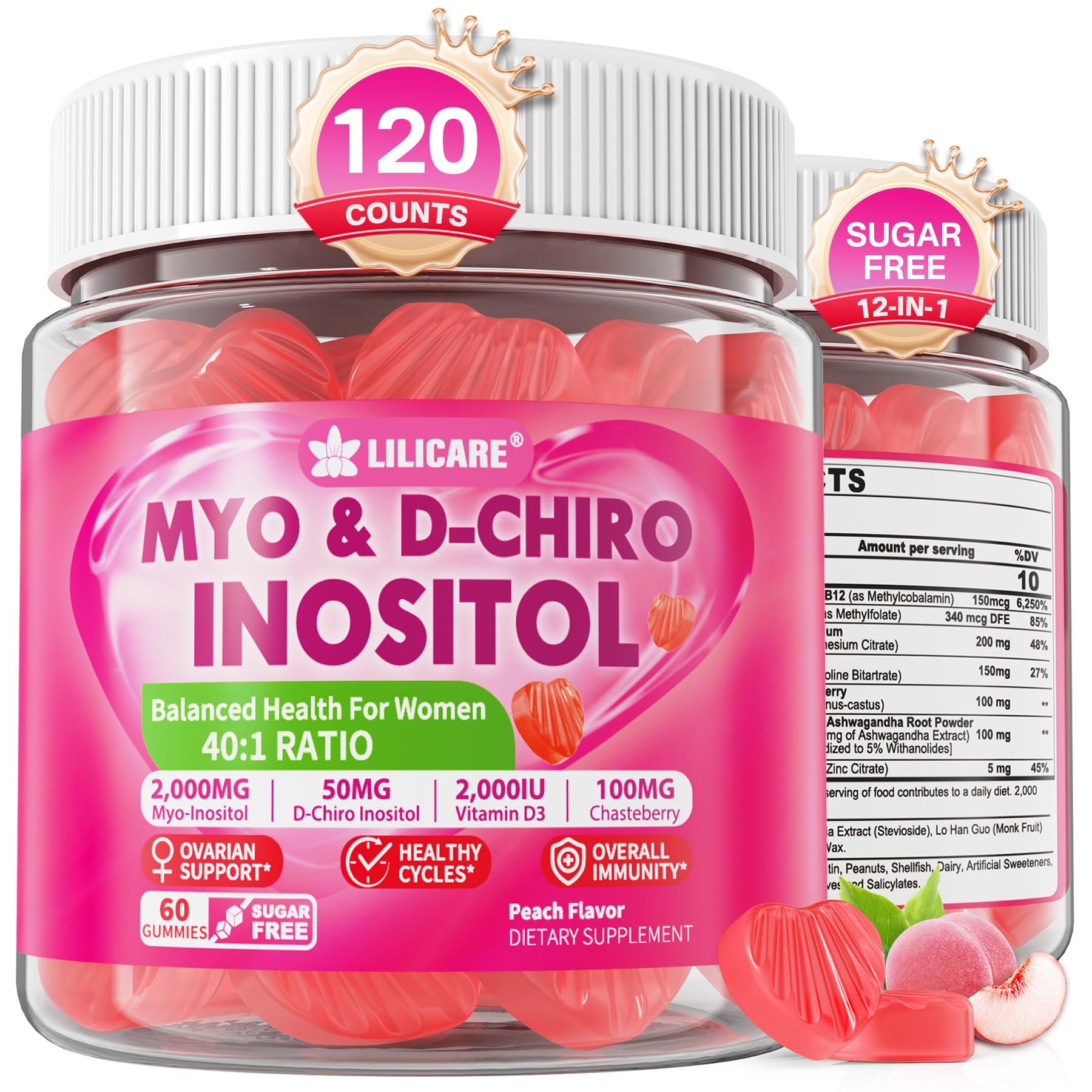 Amazon.com: LILICARE Myo-Inositol & D-Chiro Inositol Gummies 2000mg ...