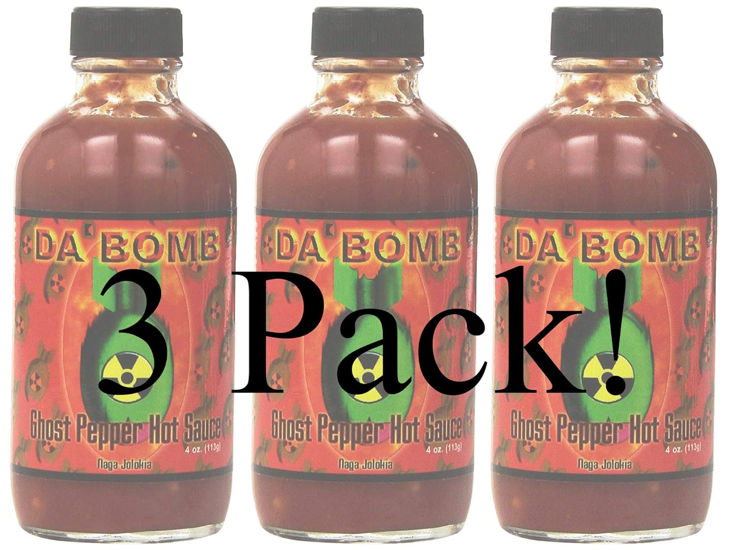 Amazon.com : DA' Bomb Hot Sauce 4oz Glass Bottle (Pack of 3) Select ...