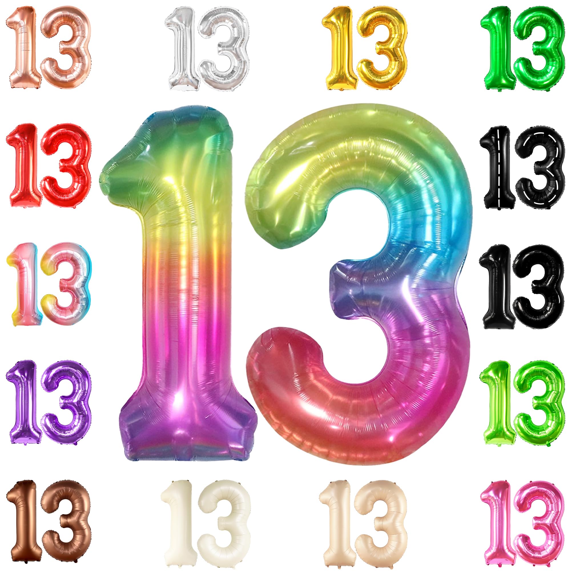 Snapklik.com : Giant Rainbow Number 13 Balloon - 40 Inch 13 Birthday ...