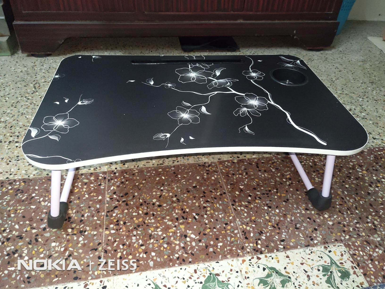 KVAS Foldable Wooden Mini Laptop Table for Bed, Study Table with Drawer ...