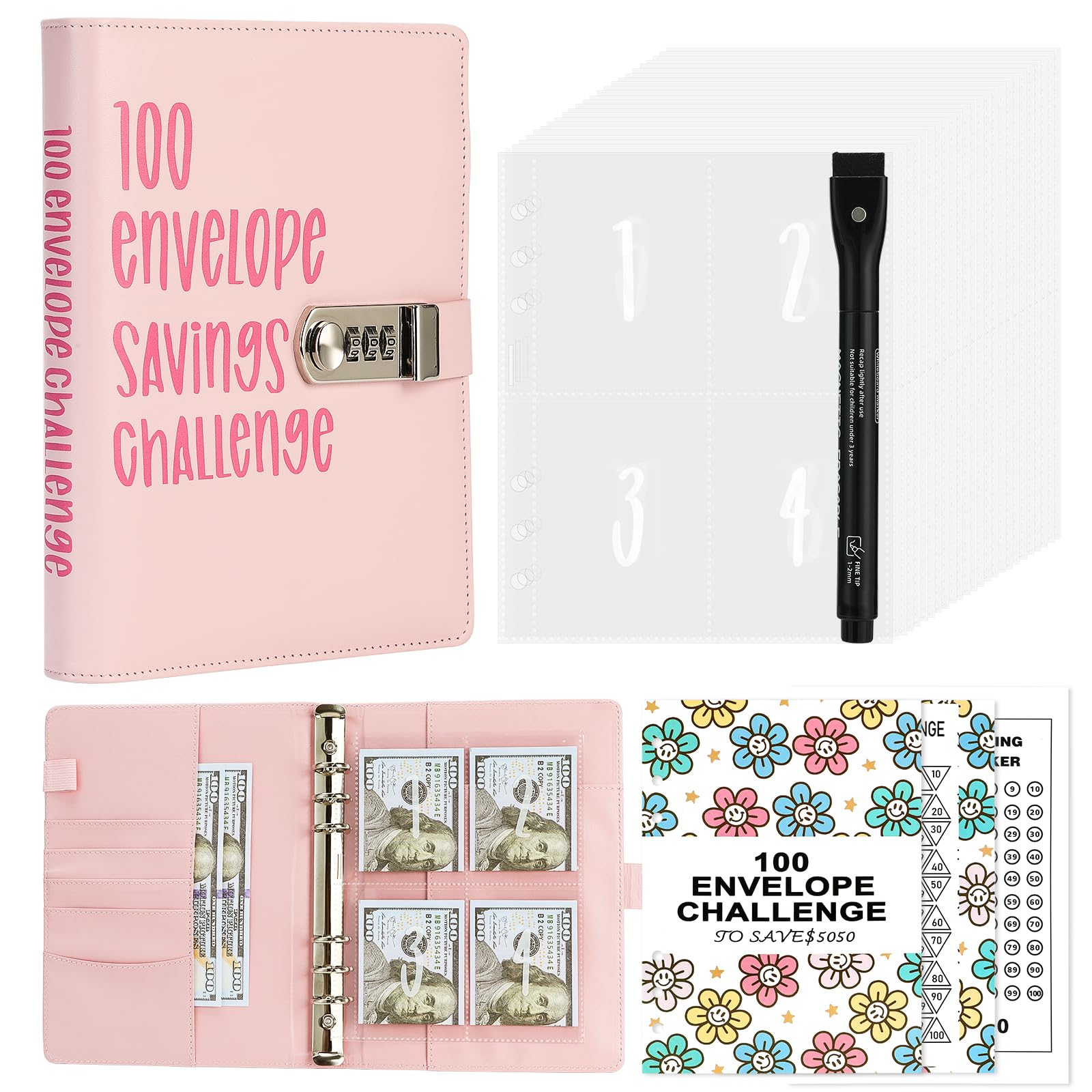 Amazon.com: 100 envelope challenge binder, 100 envelope savings ...