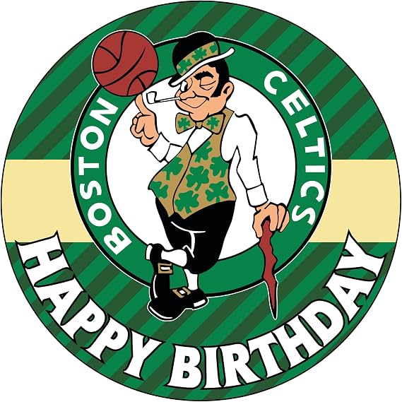 Amazon.com: 7.5 boston C BasketBall Cake Topper – Round Edible Birthday ...