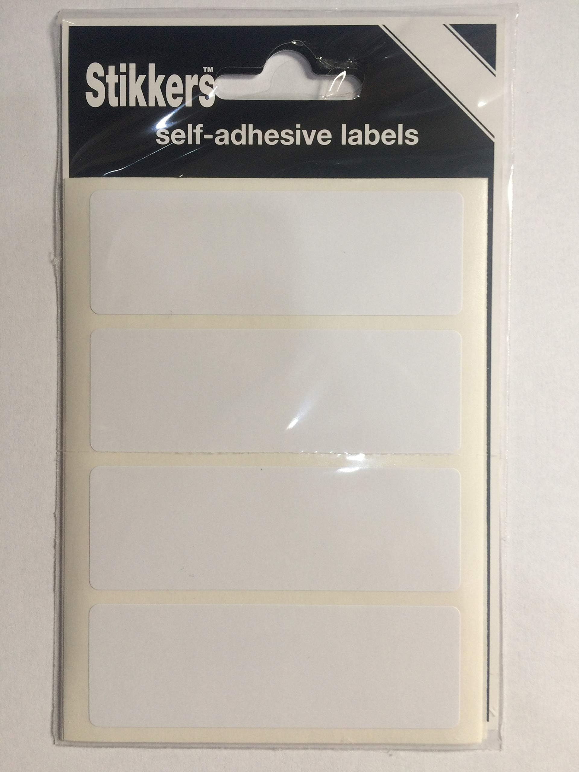 White Self Adhesive Sticky Labels (25mm x 75mm - 28 Stickers) : Amazon ...