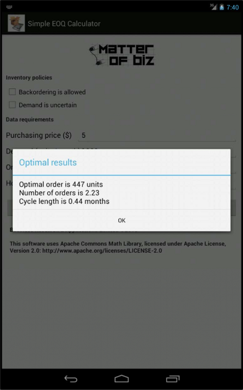 Simple EOQ Calculator - App on Amazon Appstore