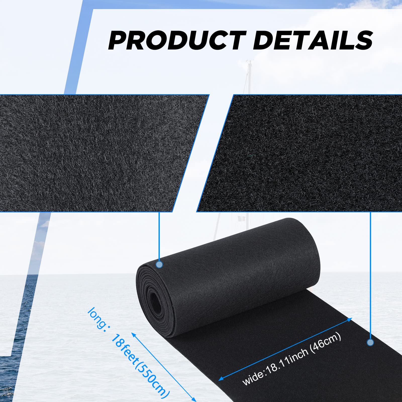 Snapklik.com : Remerry Boat Trailer Bunk Carpet, Marine Carpet Black ...