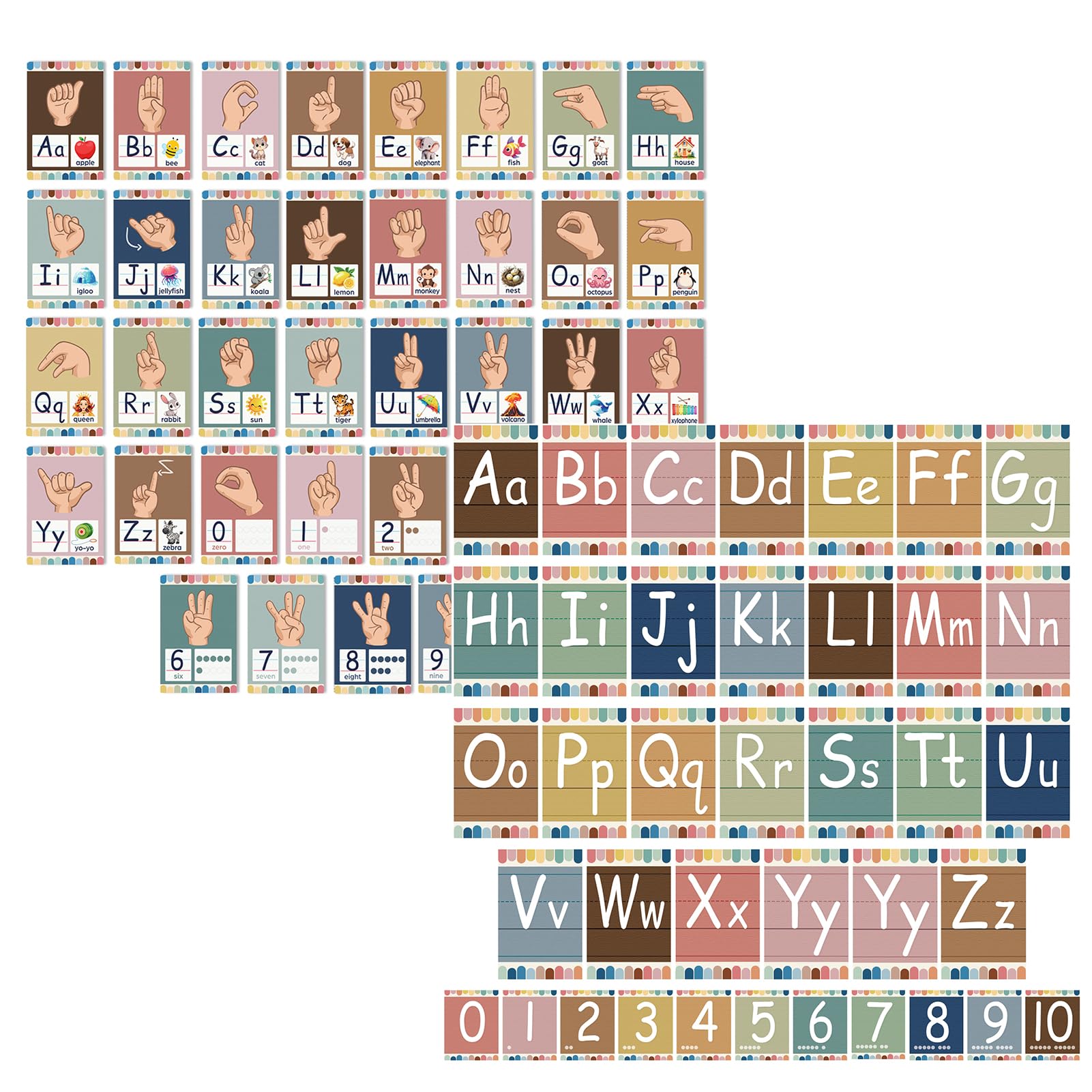 Amazon.com: 37 ABC Wall Alphabet Poster Set - 37ASL Alphabet Bulletin ...