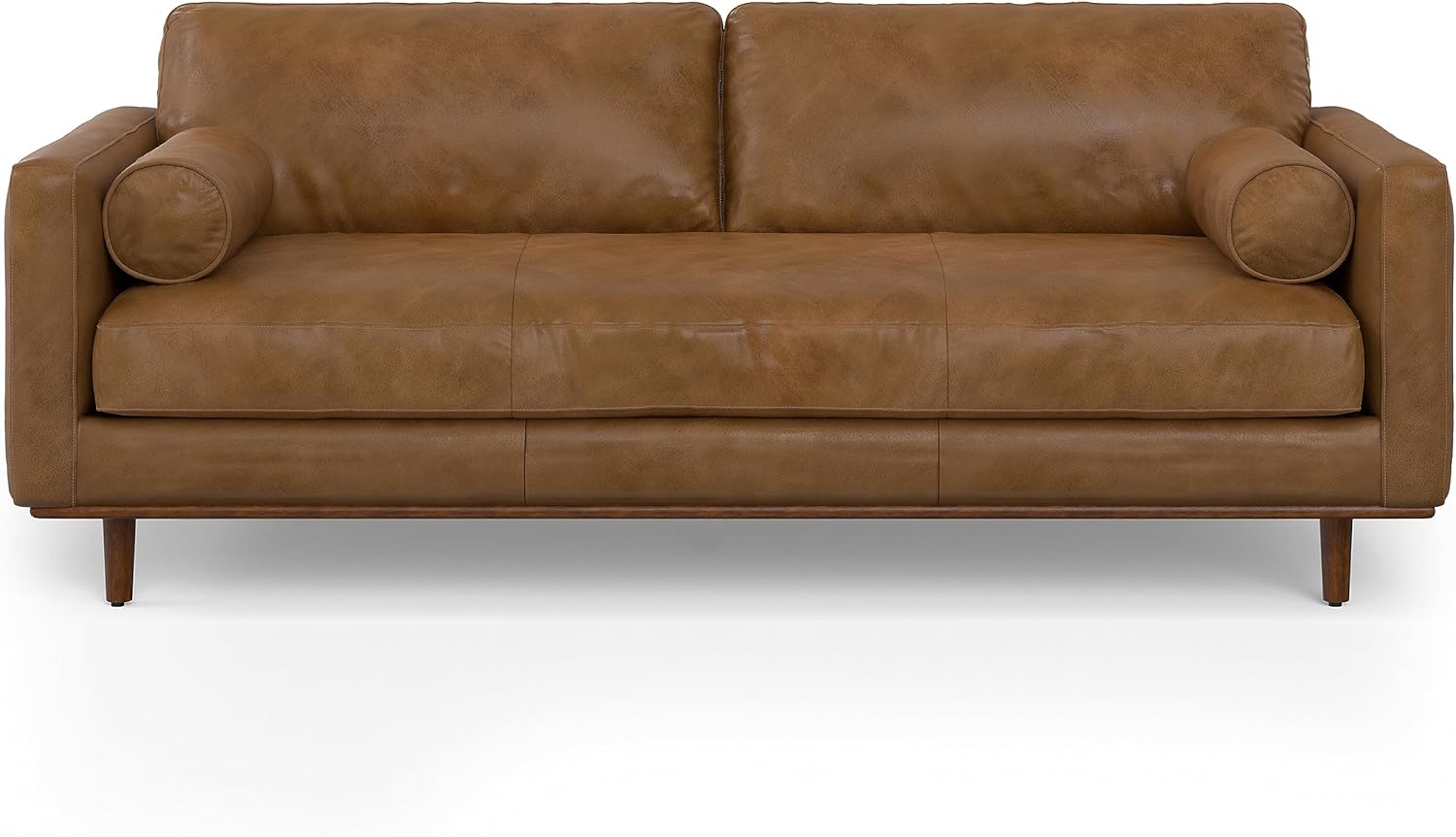 Amazon.com: SIMPLIHOME Morrison 89-inch Wide Sofa in Caramel Brown Top ...