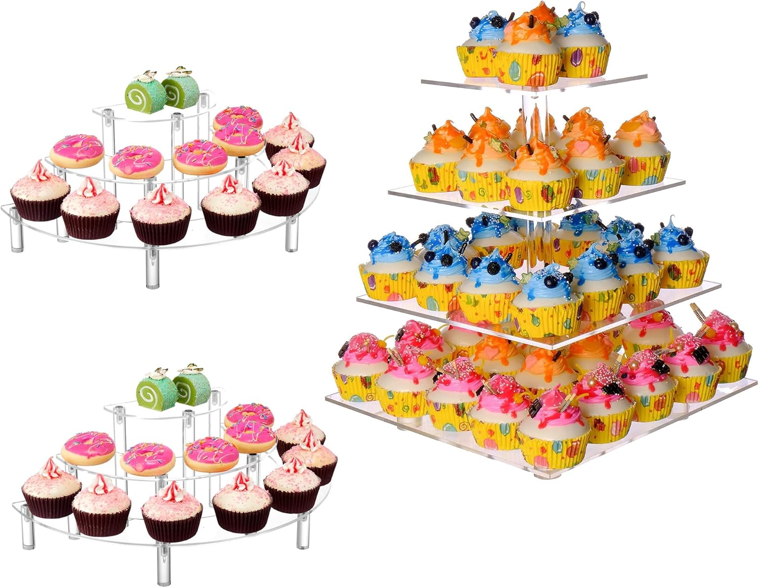 Amazon.com: 4 Tier Cupcake Stand + 2-Pack Display Riser Stand : Home ...