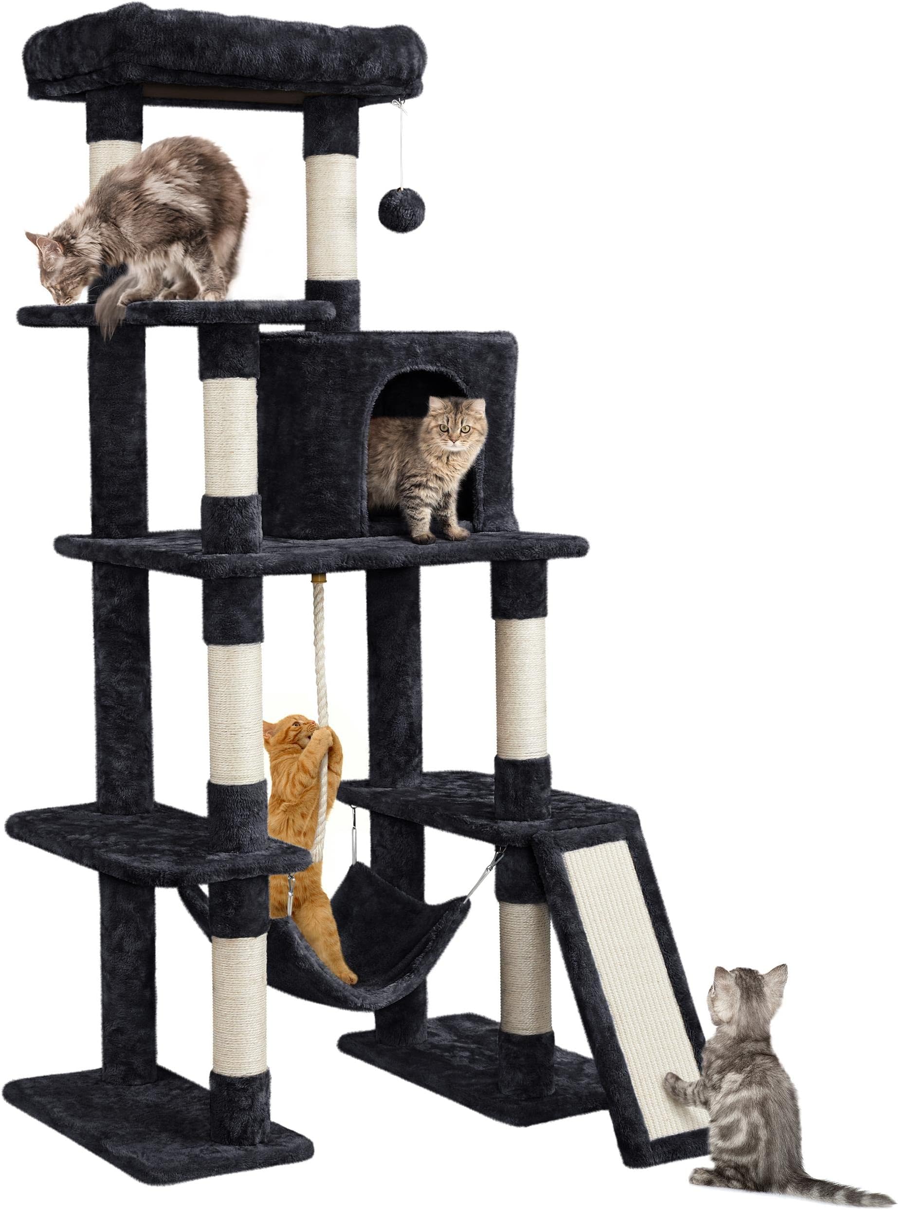 Yaheetech 159cm Cat Tree Cat Condo Furniture w/Top Platform Cat ...