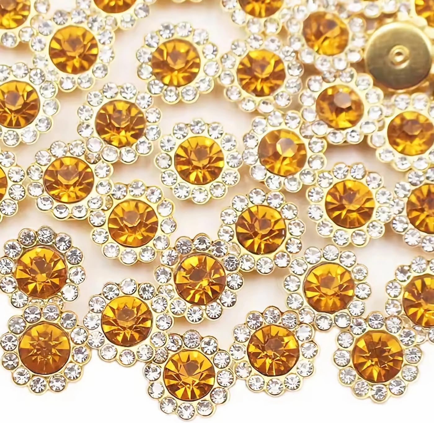Amazon.com: 120 Pcs 12mm Sunflower Sew on Rhinestones Crystal Glass ...