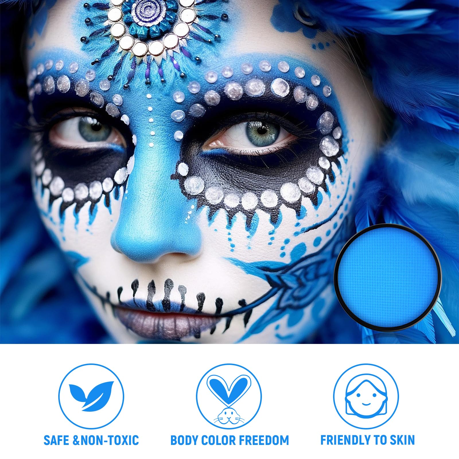 Blue Sugar Skull Makeup