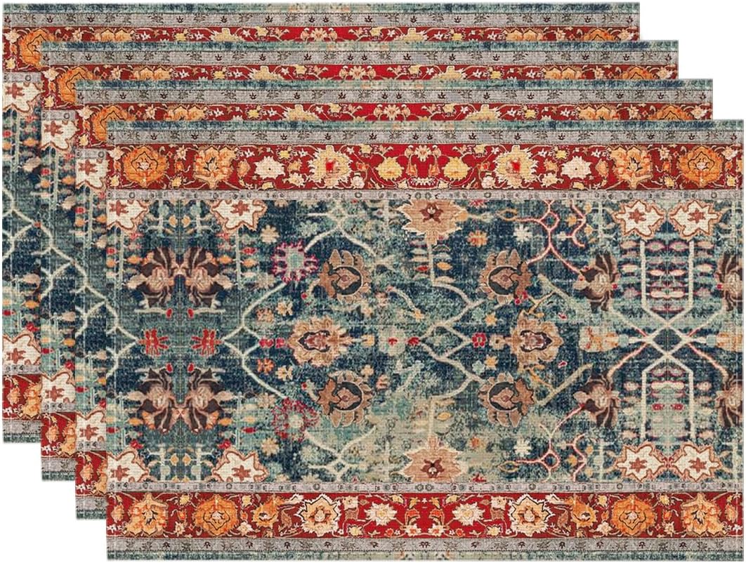 Amazon.com: Colorful Boho Placemats Set of 4 Rustic Retro Rainbow 70s ...