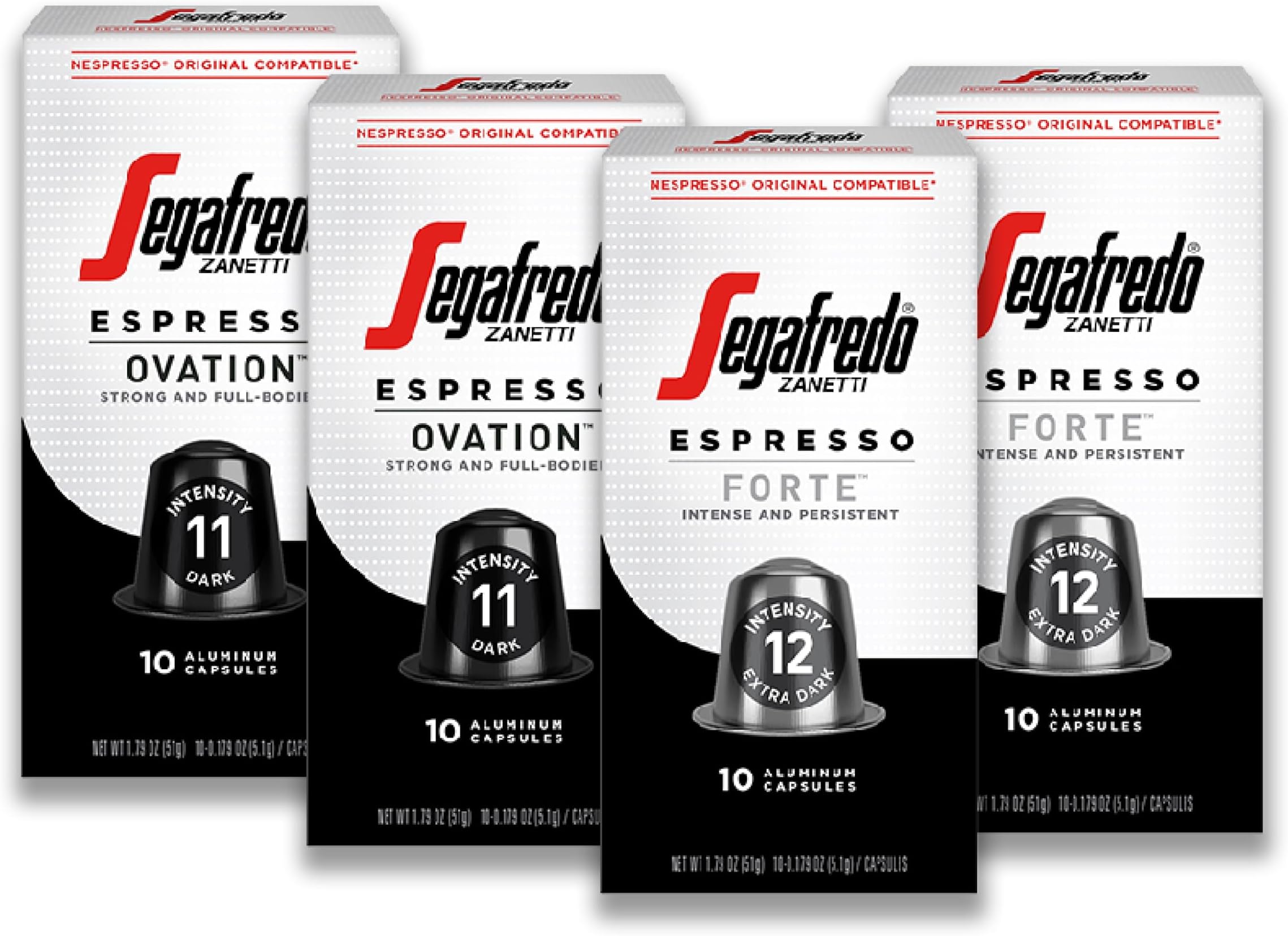 Amazon.com: Segafredo Zanetti Ovation & Forte Espresso Capsules, Dark ...