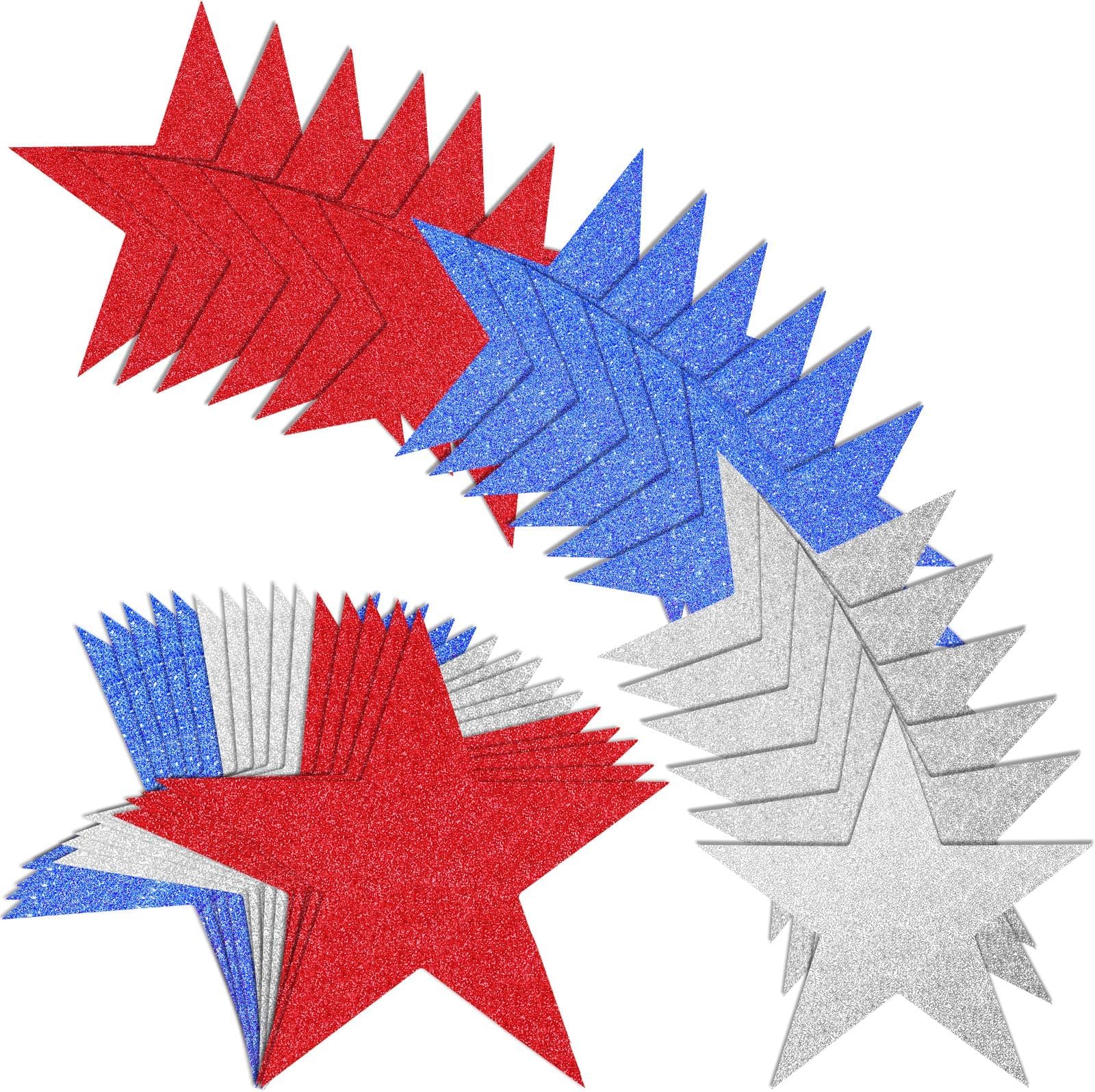 Amazon.com: Seajan 200 Pcs 4th of July Star Cutouts with 400 Adhesive ...