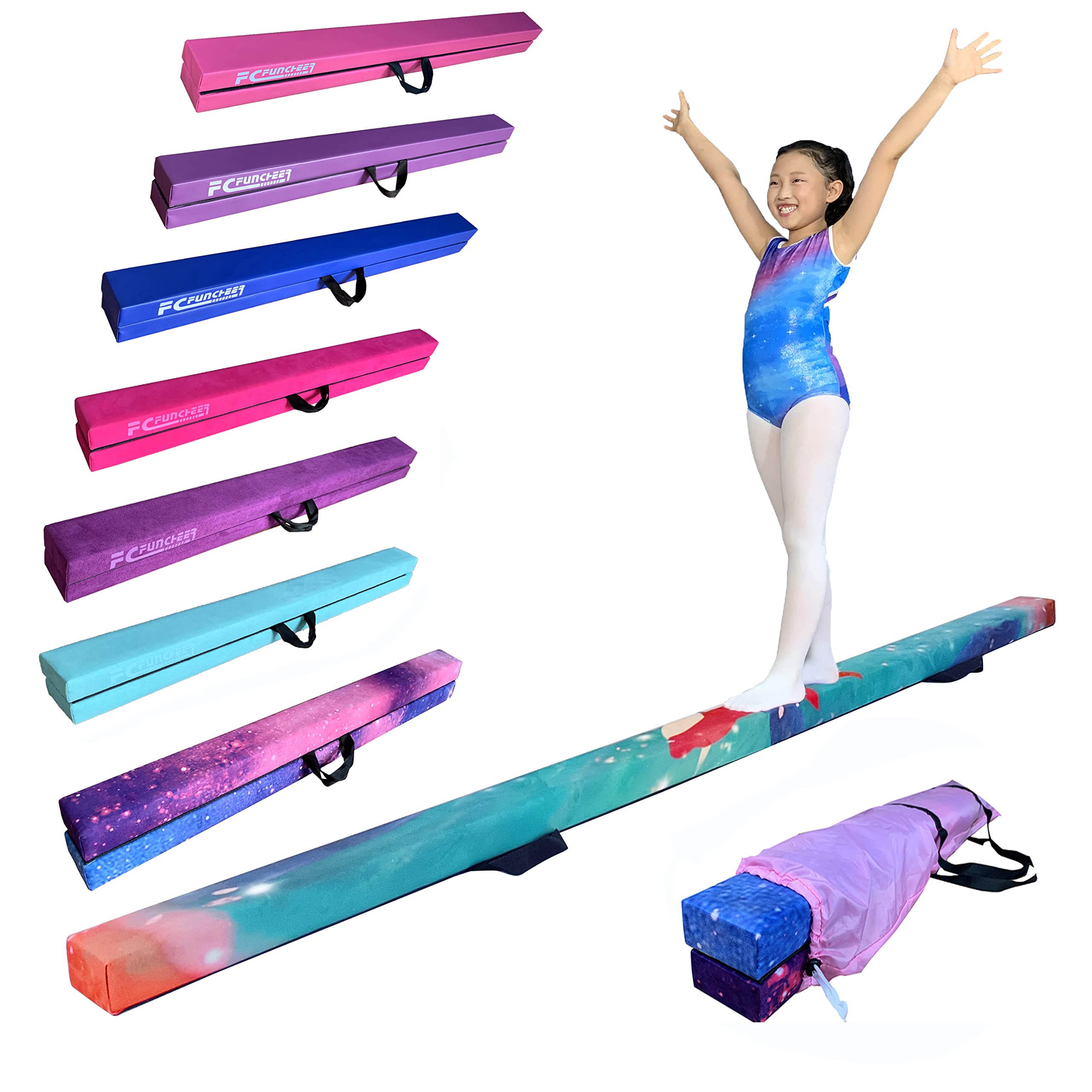 FC FUNCHEER 8FT Folding Gymnastic Beam,Wood core Foldable Balance Beam ...