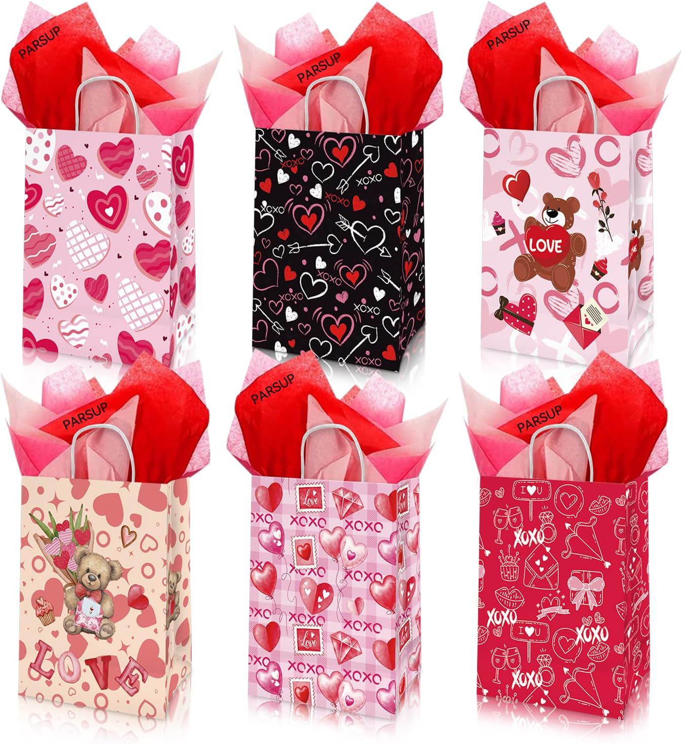 Amazon.com: Photect 32 Pcs Valentine's Day Gift Bags with Handles Non ...