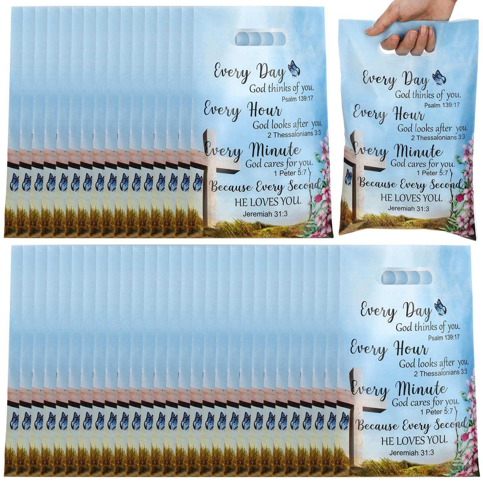 Amazon.com: Yinder 50 Pcs Church Gift Bags Bulk Plastic Goody Bags with ...