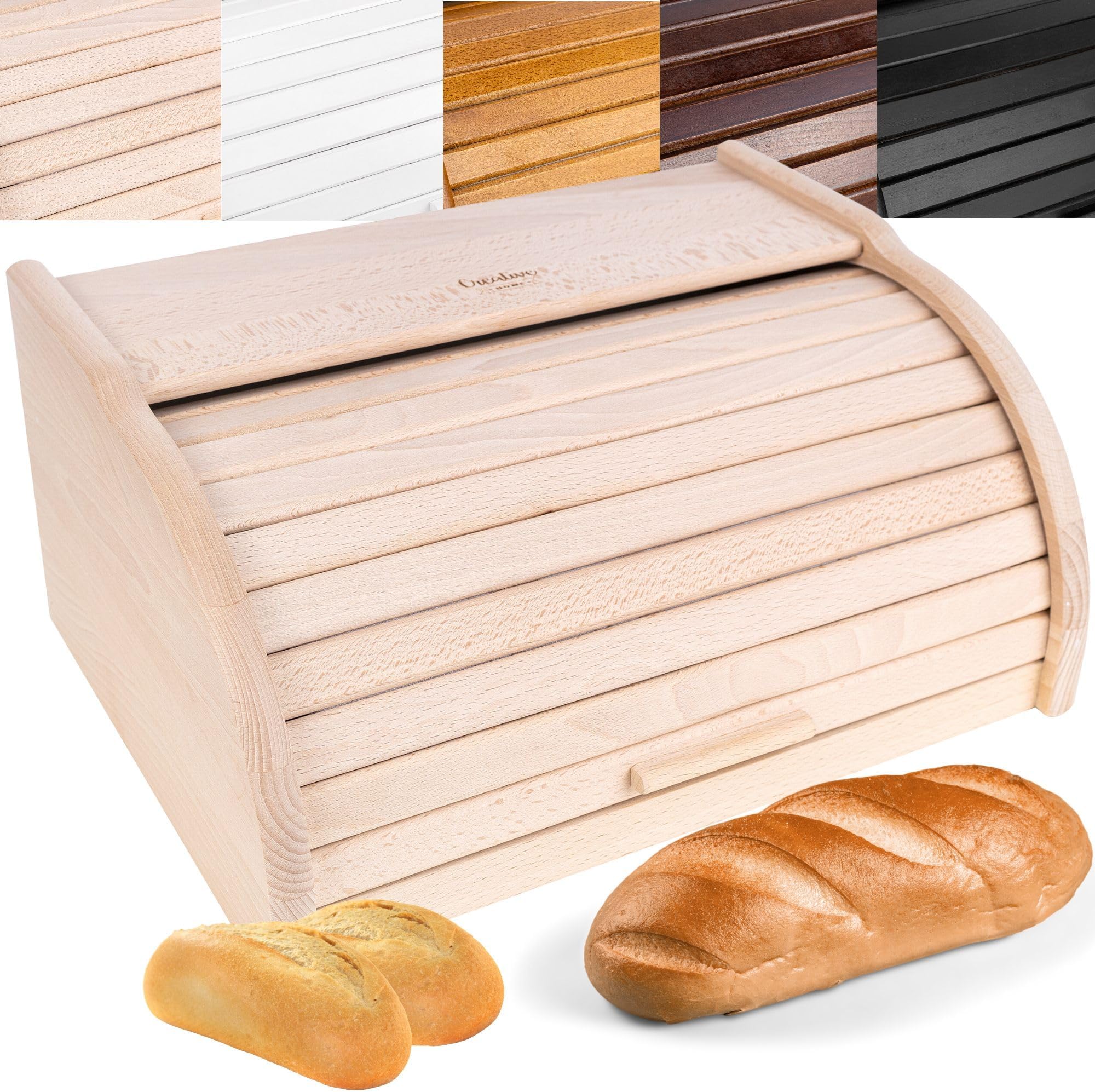 Creative Home Alder Wooden Bread Bin | 38 x 28.5 x 17.5 cm (+/- 1 cm ...
