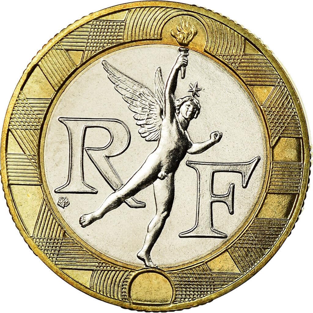 1988-2001 10 Franc Bimetalllic Fifth French Republic Coin. With Spirit ...