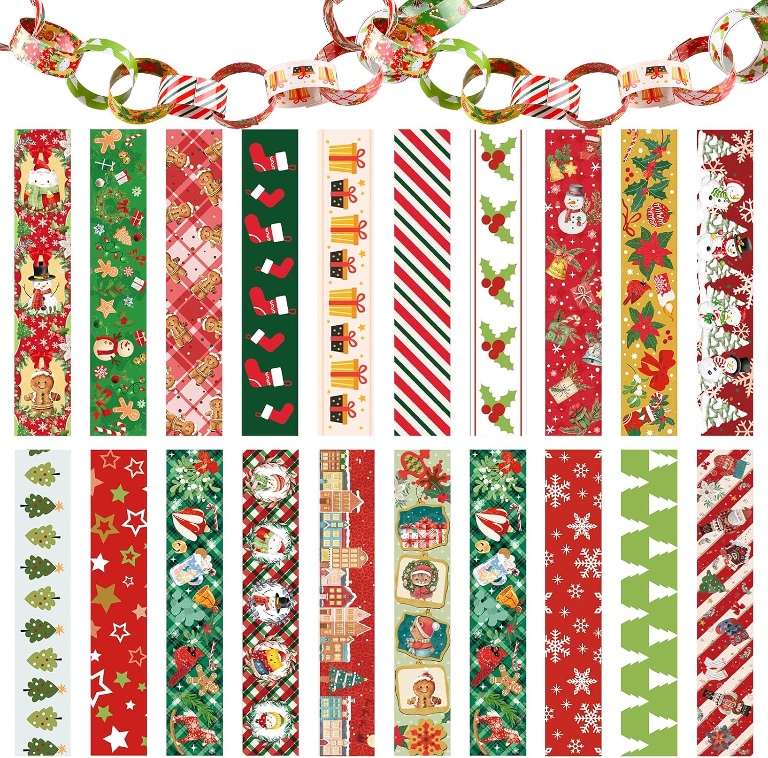 Amazon.com: Poen 600 Pcs Christmas Paper Chains Festival Craft Paper ...