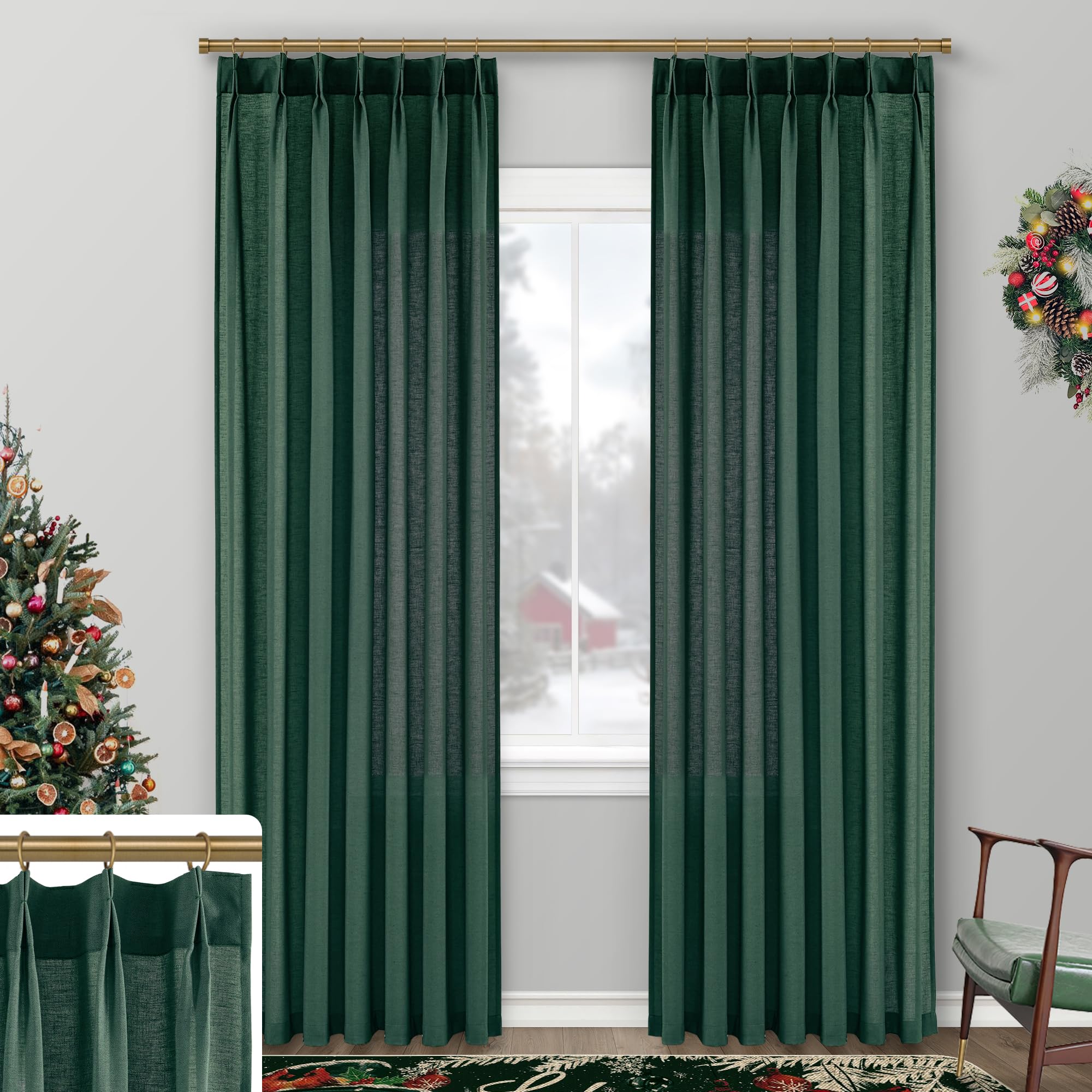 Amazon.com: SHINELAND Emerald Green Curtains 84 Inch Length for ...