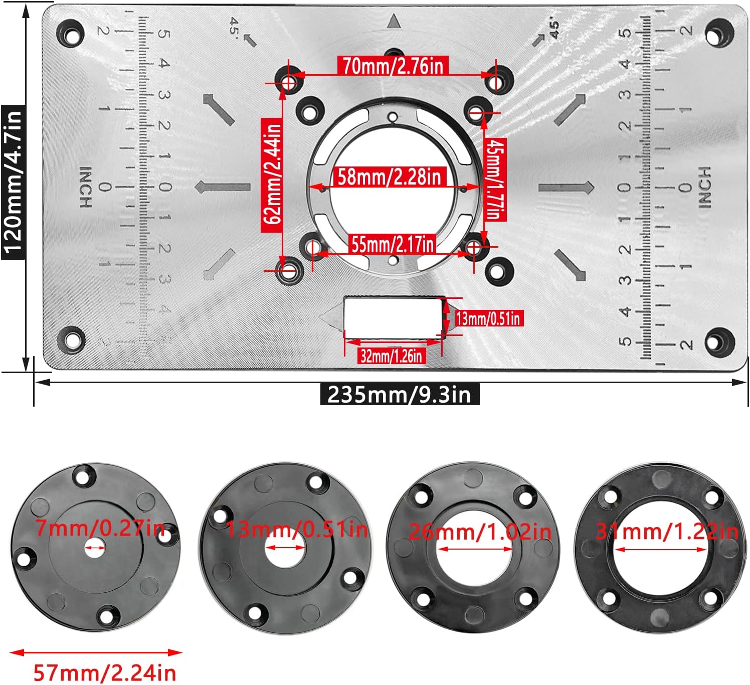 Aluminium Router Table Insert Plate Table for Woodworking Benches ...