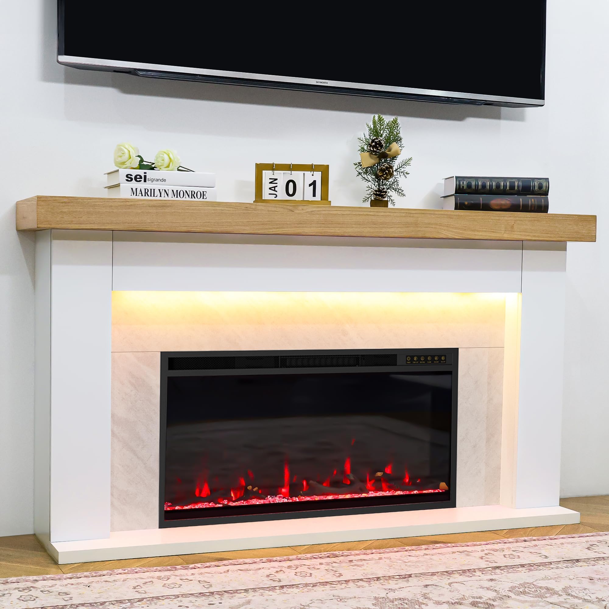 Amazon.com: Real Flame Anika 49" Electric Fireplace with Mantel for ...