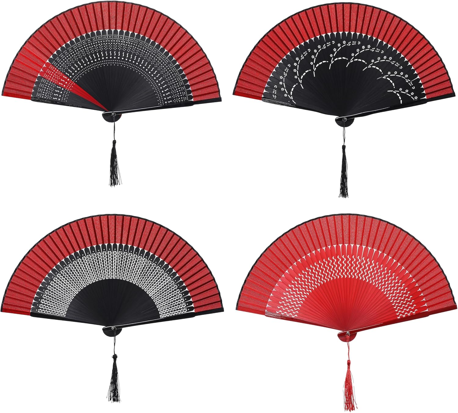 Amazon.com: BABEYOND Chinese Bamboo Hand Fan - 4 Pack Hand Held Fan ...